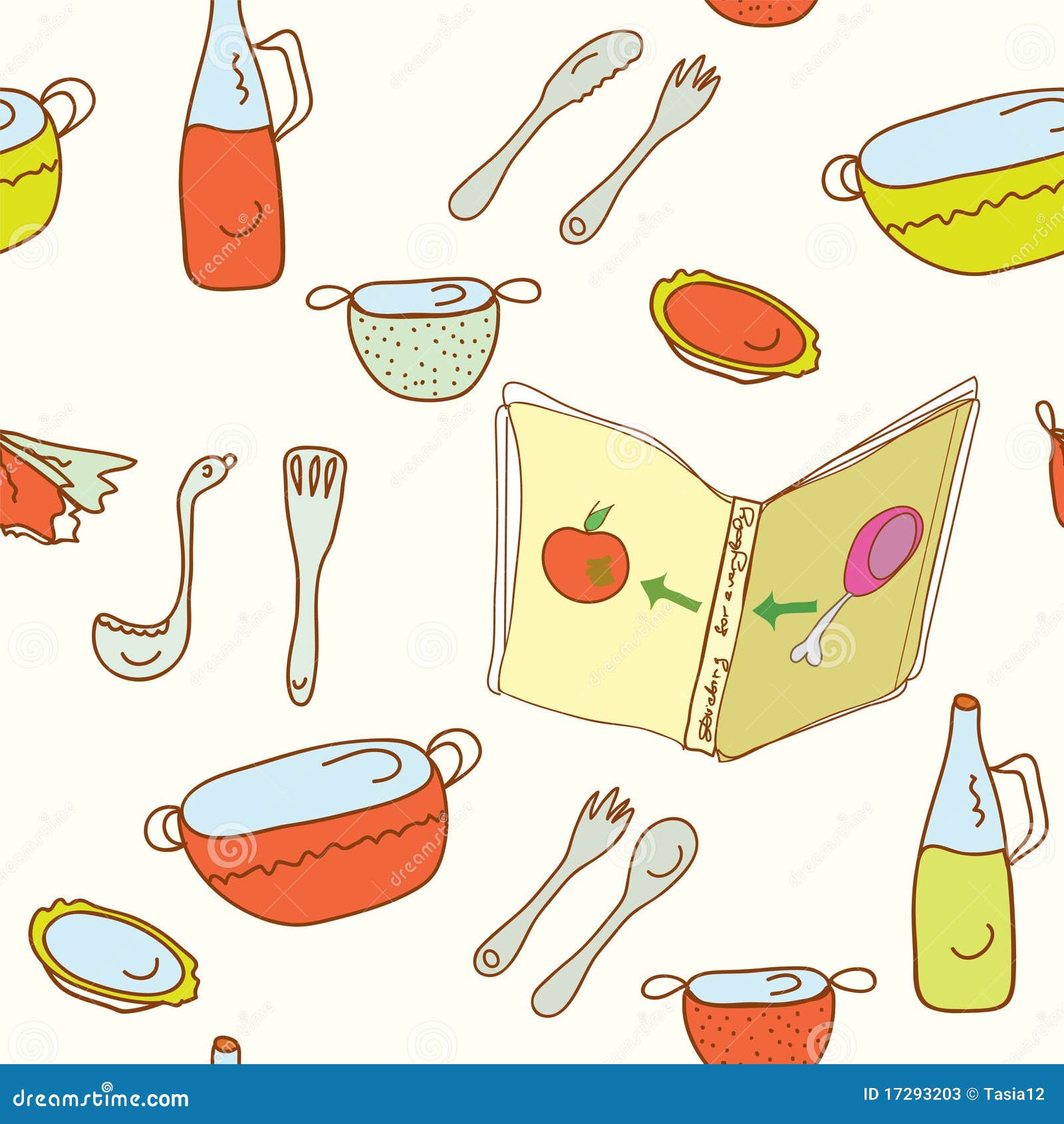 Kitchen Cooking Seamless Pattern Stock Vector - Illustration of ...