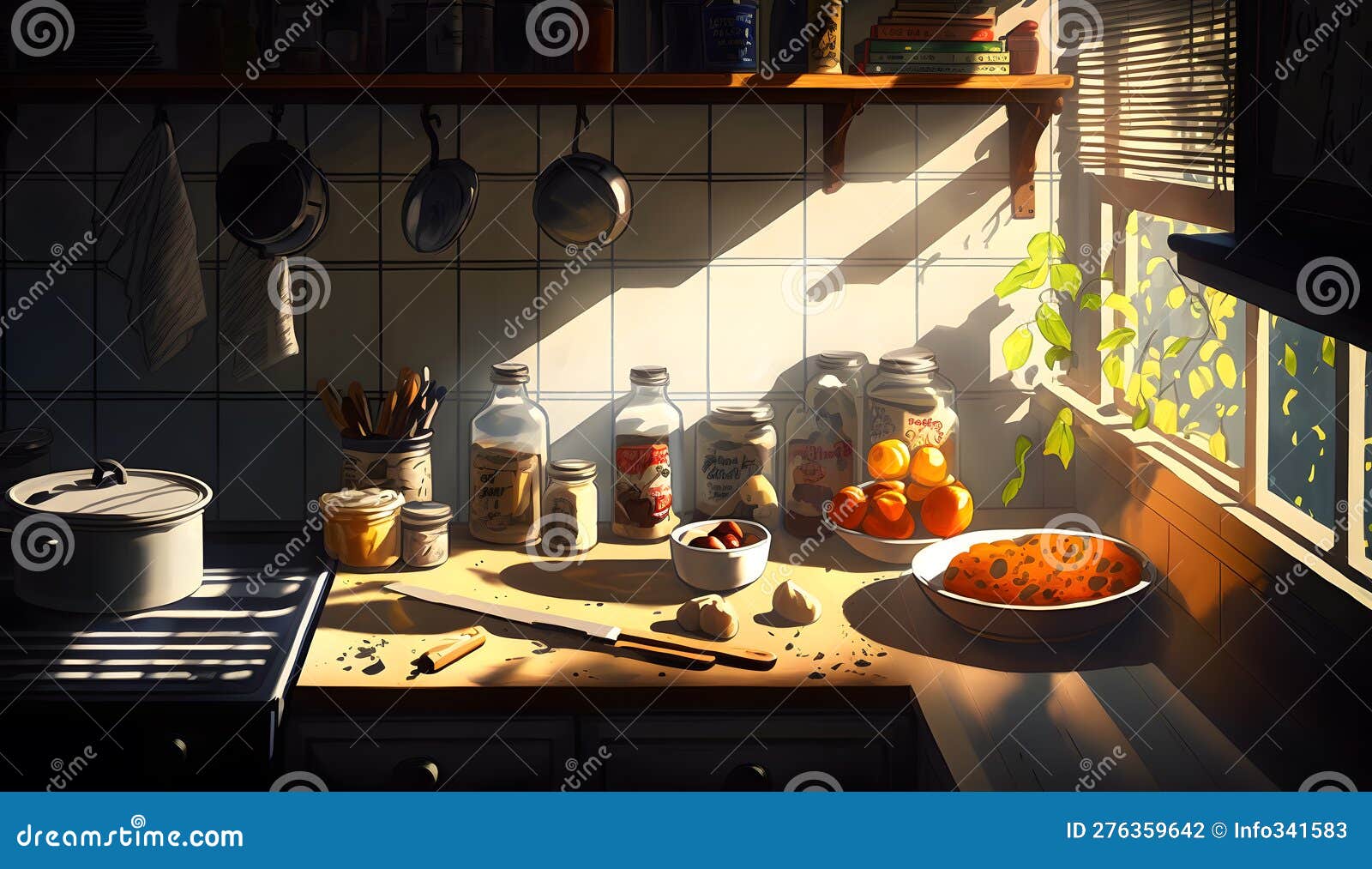 Kitchen Cooking Shadows Realistic High Contrast One Created with ...