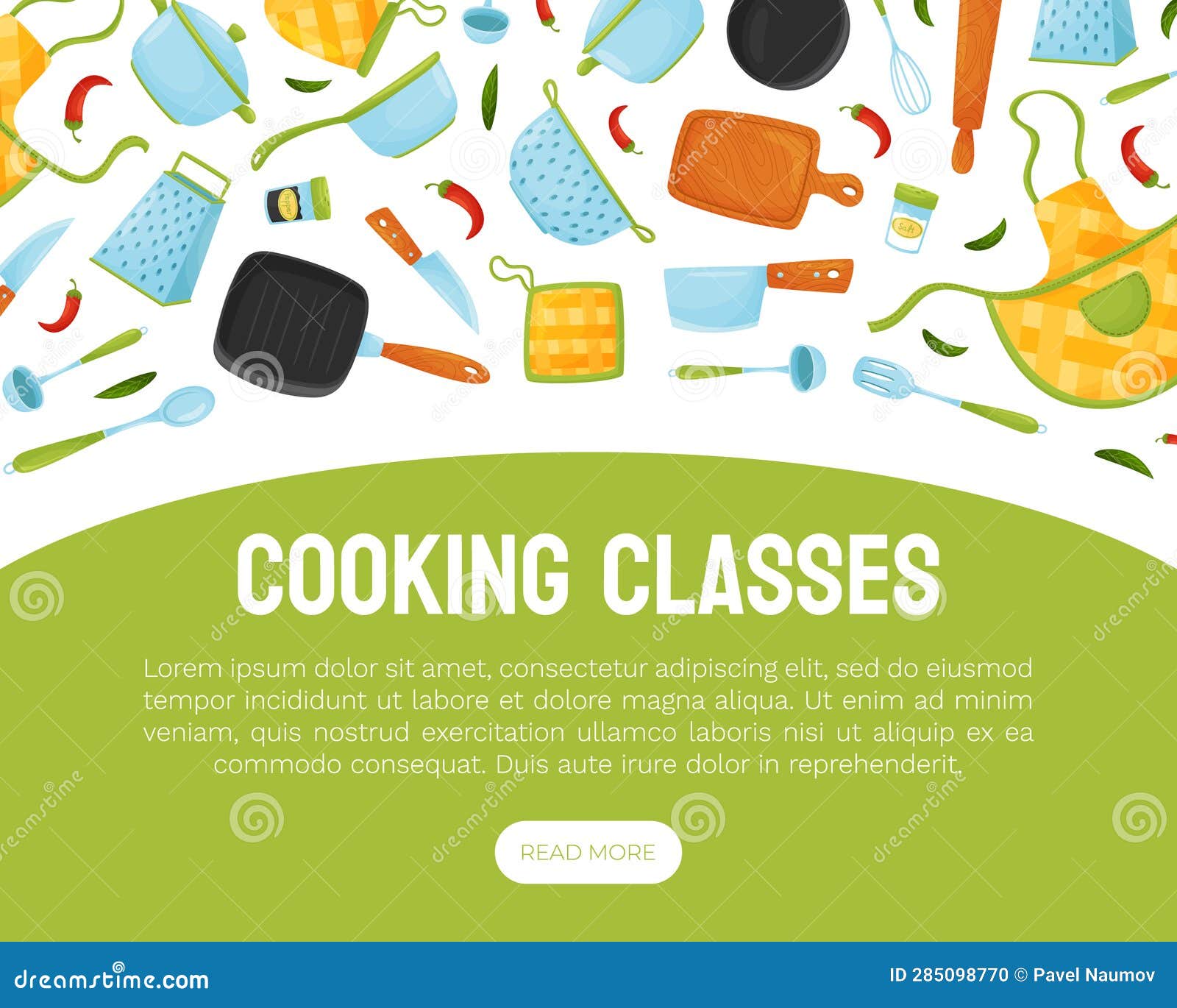 Kitchen Cooking Tools Web Banner Design Vector Template Stock Vector ...