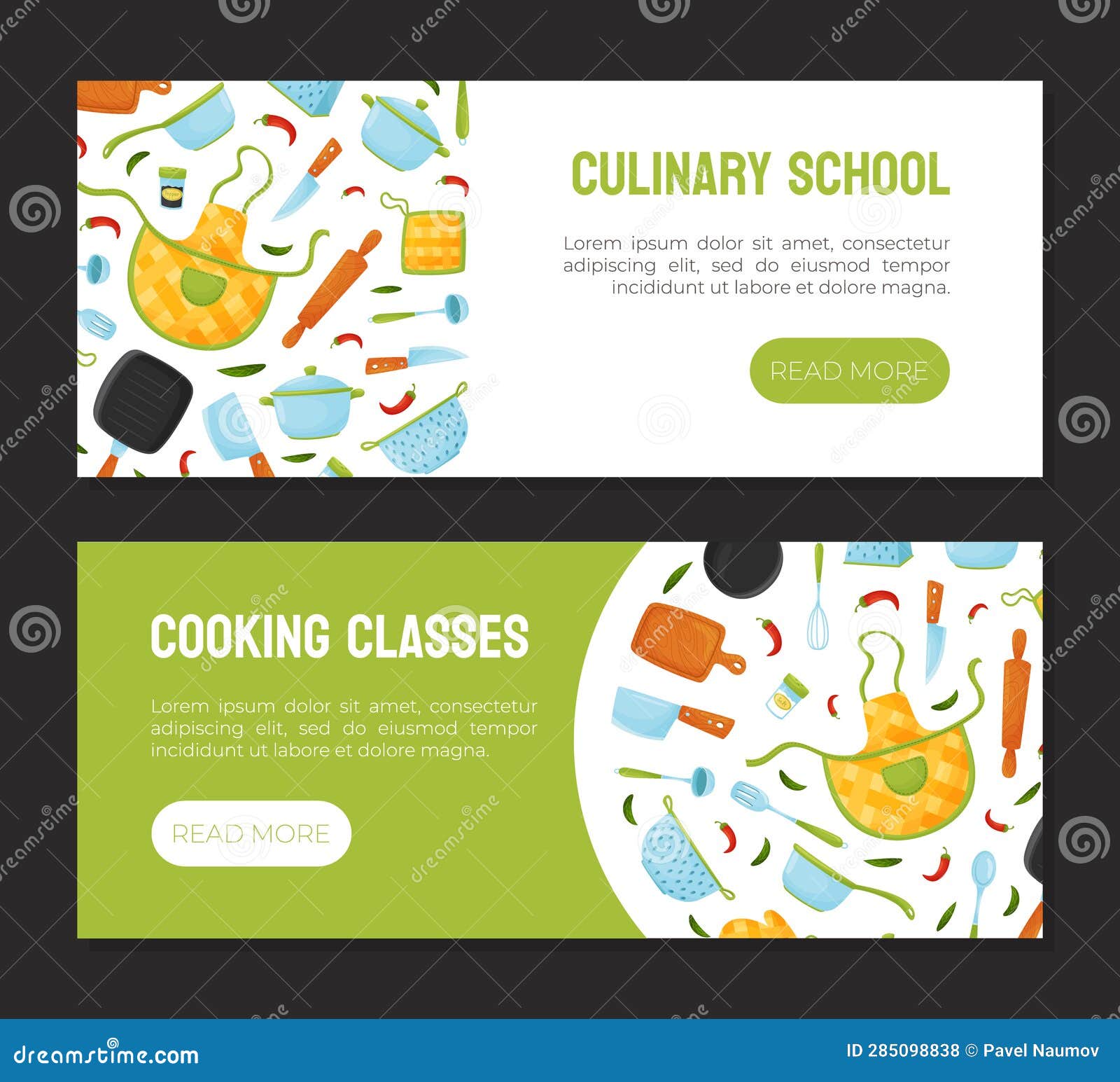 Kitchen Cooking Tools Web Banner Design Vector Template Stock Vector ...