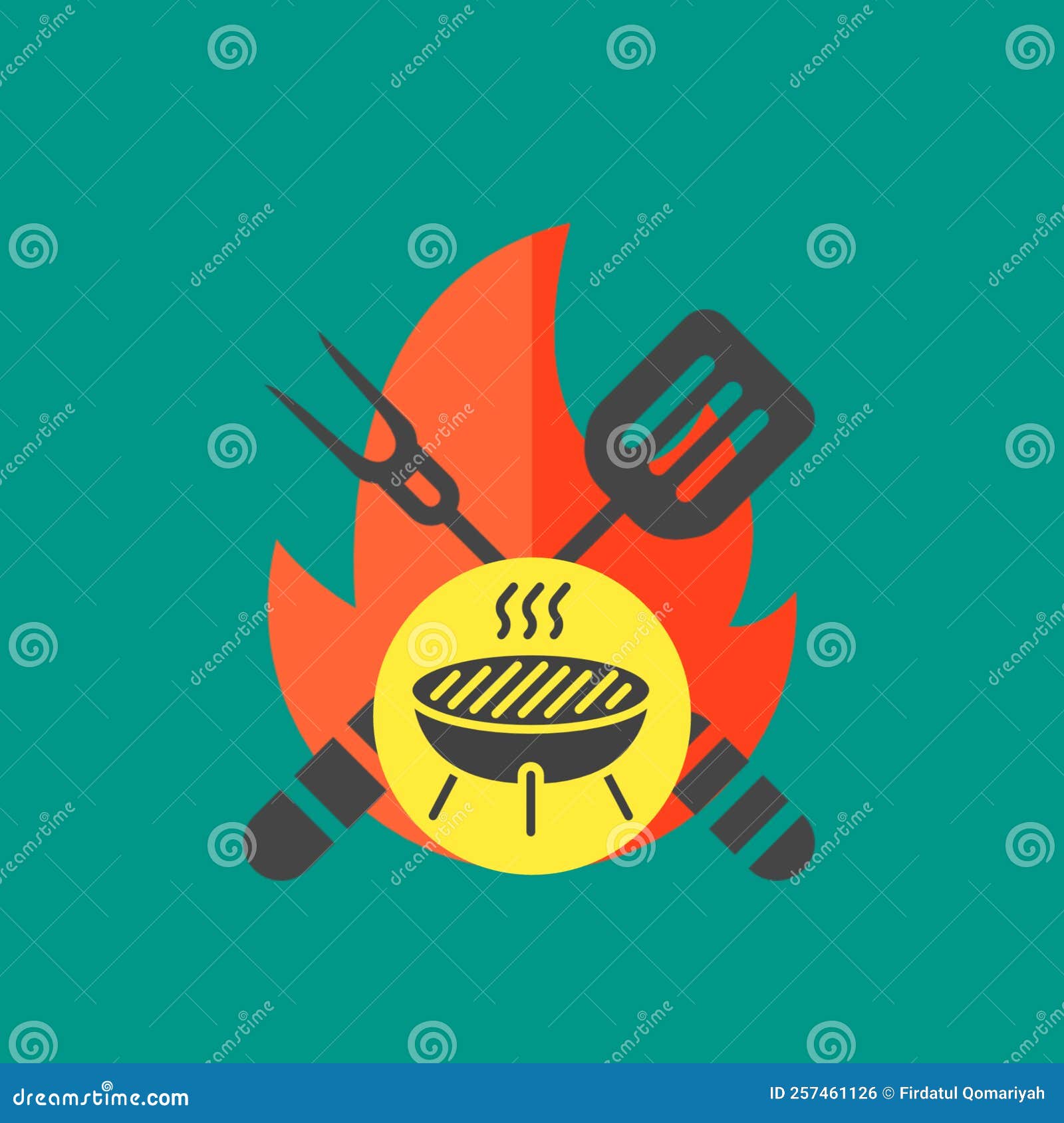 Kitchen Cookware Logo Vector, Fire Burning Background | CartoonDealer ...