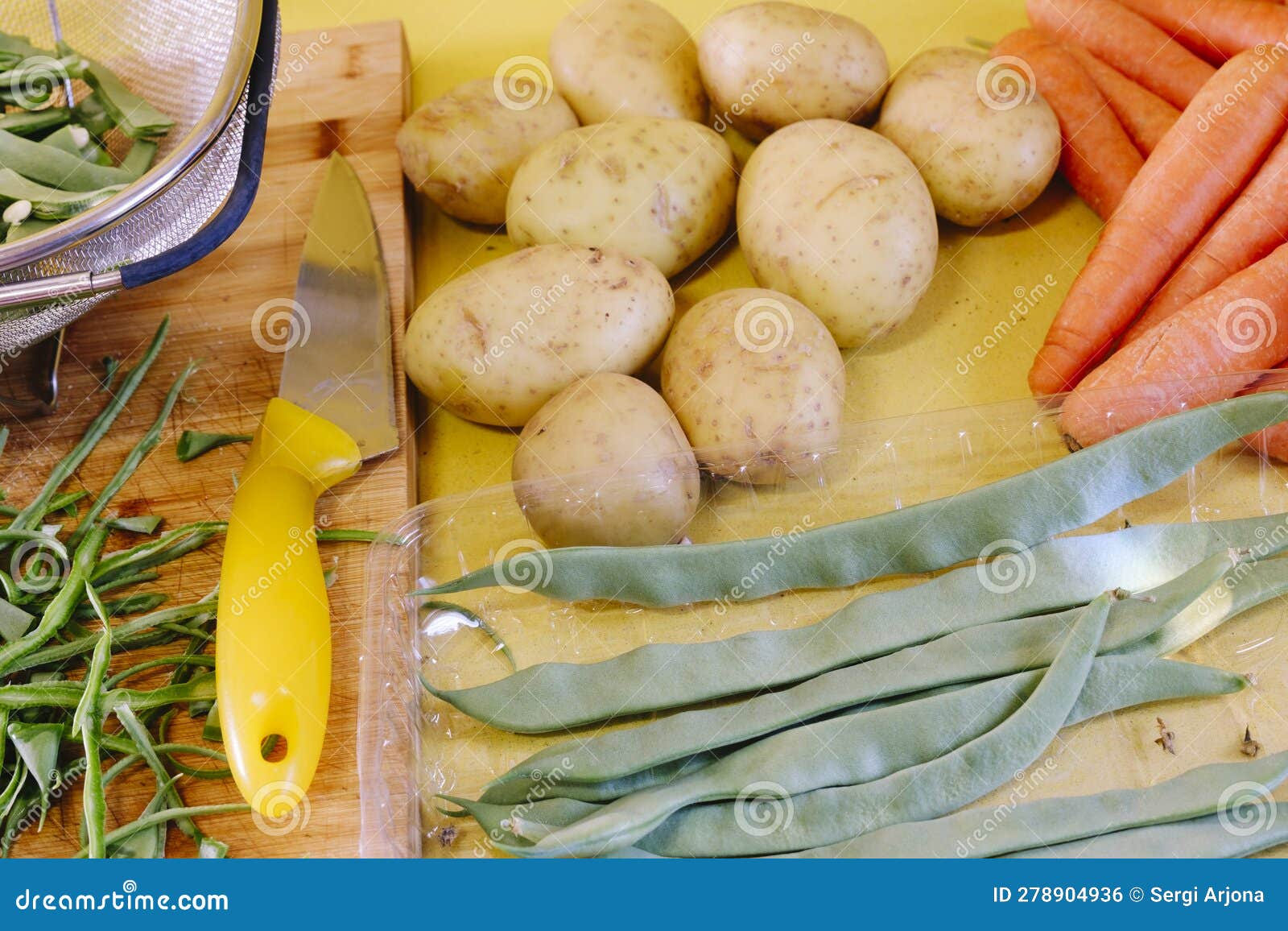 Kitchen Counter Full of Vegetables because they are Cooking Stock Photo ...