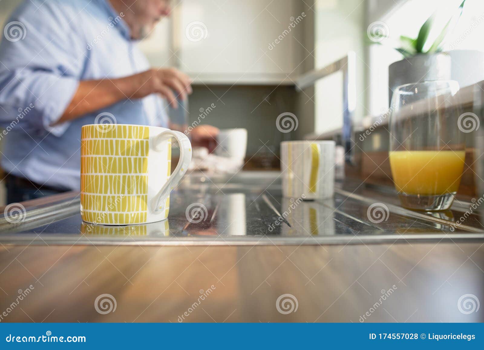 Kitchen Counter Mugs stock photo. Image of drink, unrecognizable ...