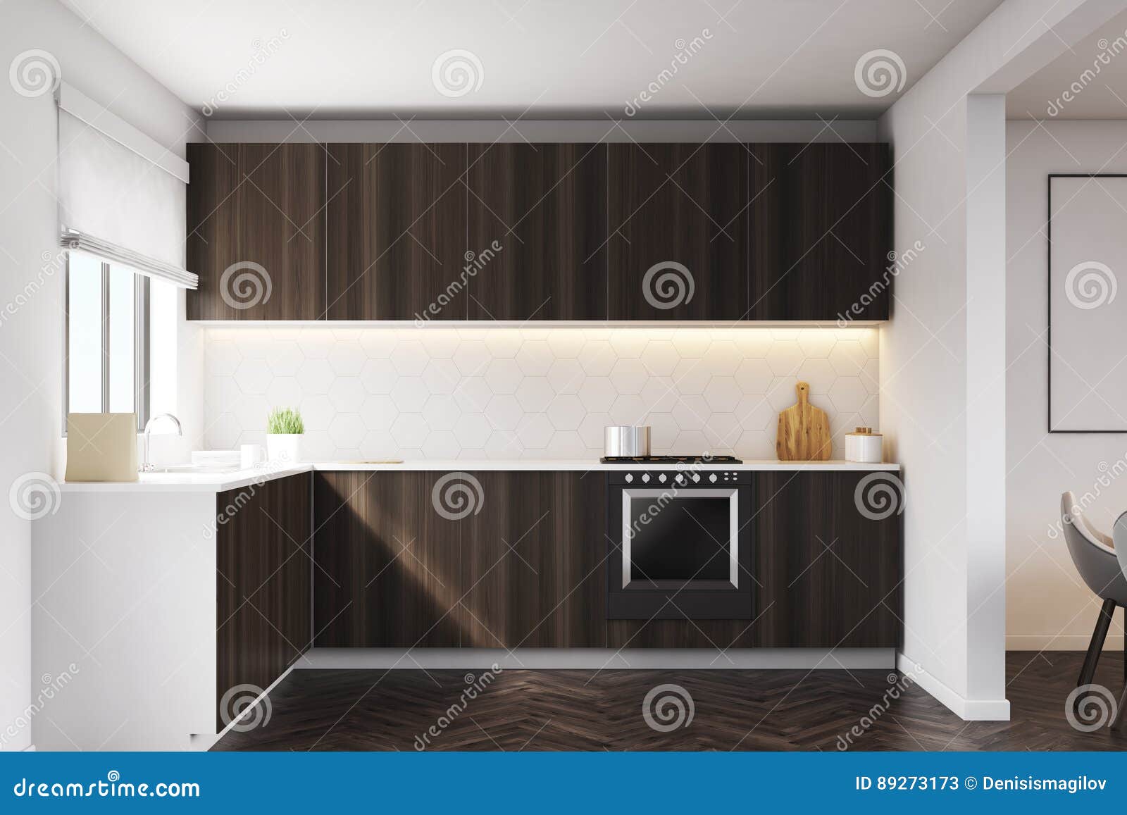 Kitchen counter and oven stock illustration. Illustration of cabinet ...