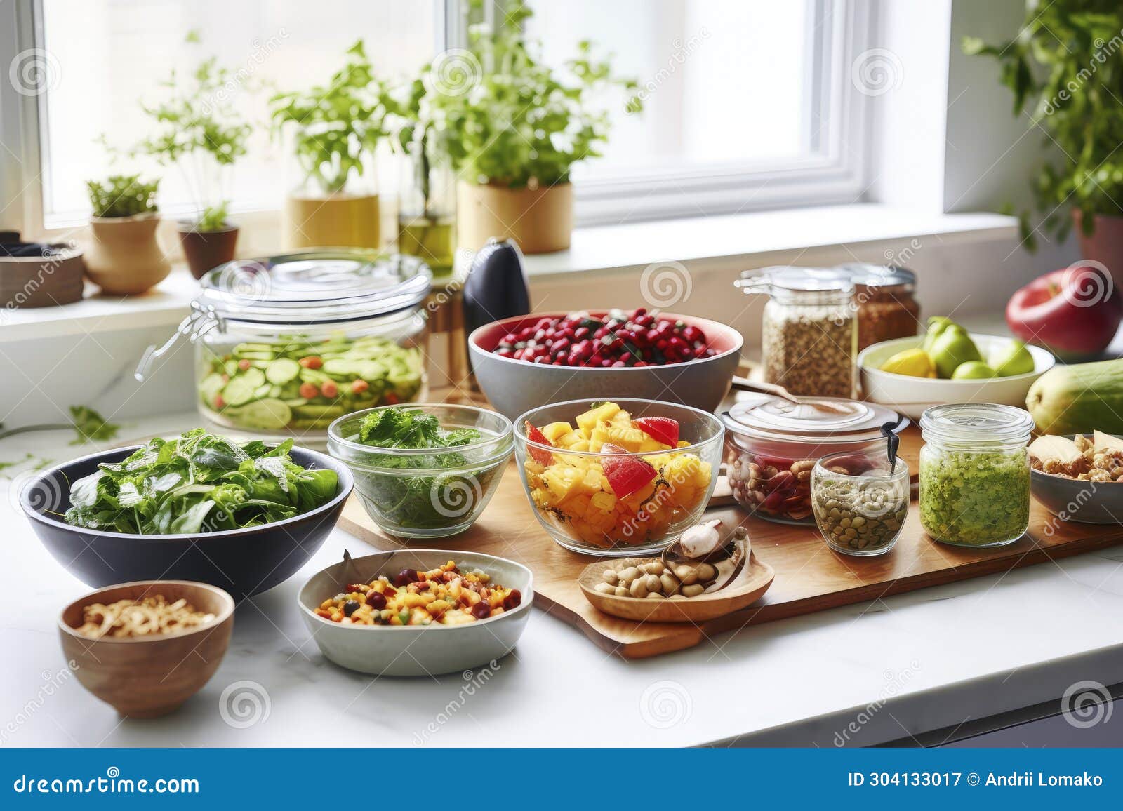 Abundance of Food on Kitchen Counter, Varied Assortment of Delicious ...