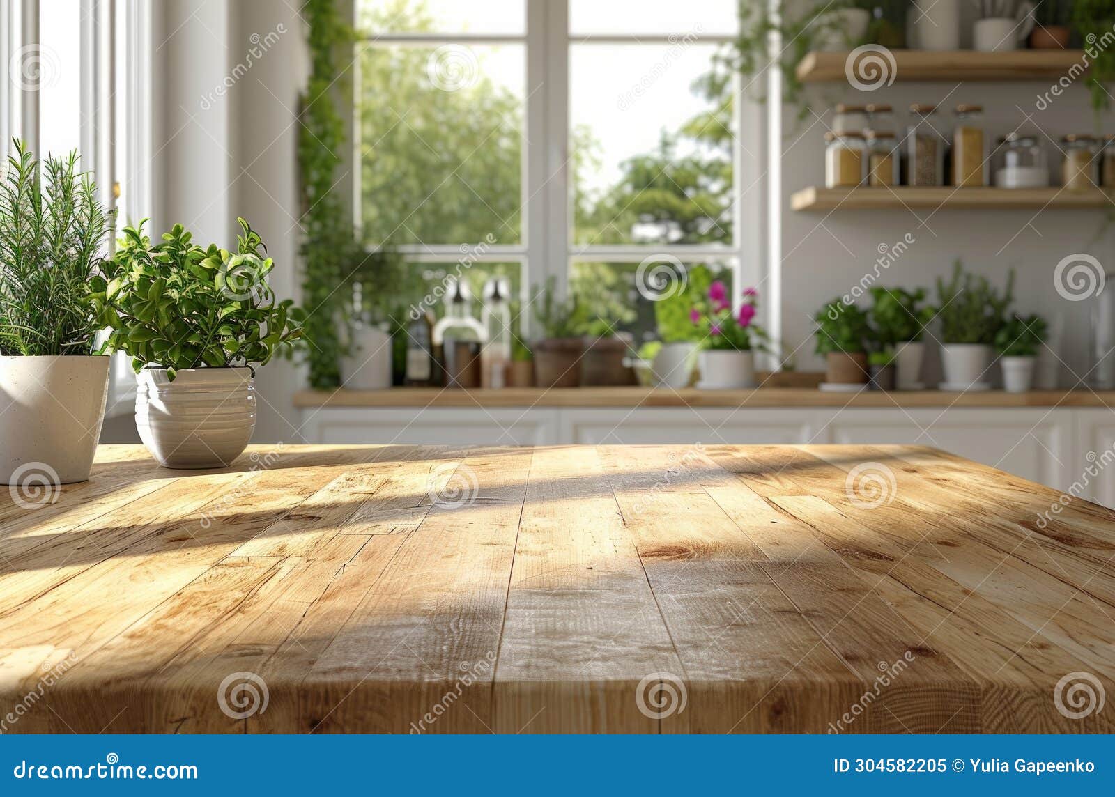 Kitchen Countertop Background or Interior Kitchen in White with Wooden ...