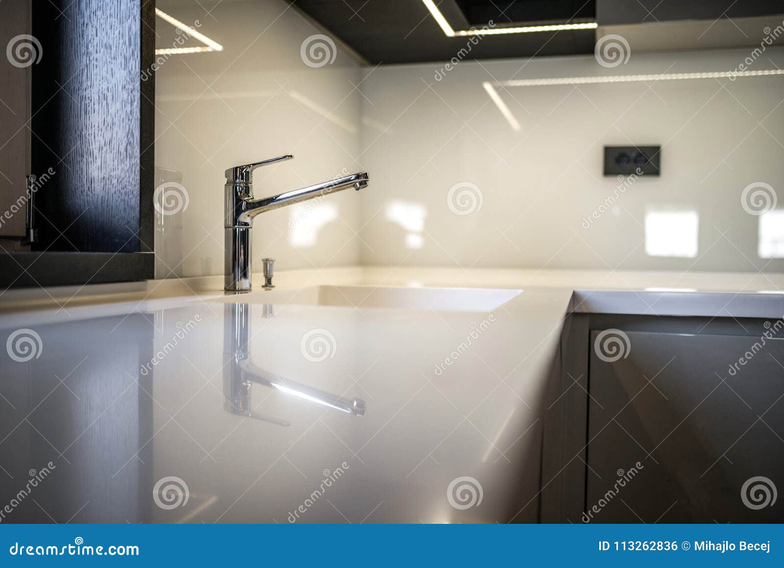Kitchen Countertop in Modern Apartment Stock Photo - Image of kitchen ...