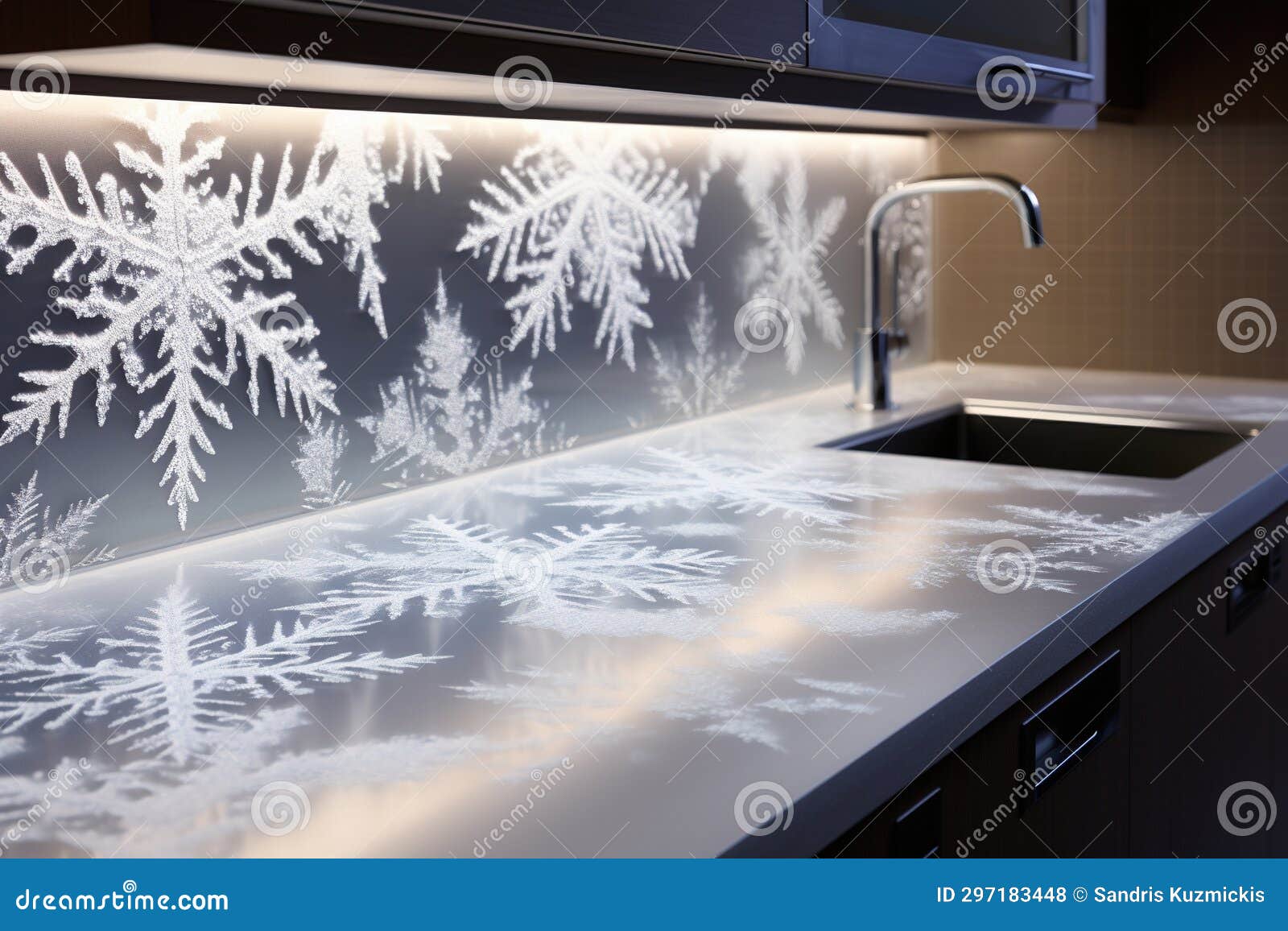 Kitchen Countertops Made of Snowflakes. Generative AI Stock Photo ...