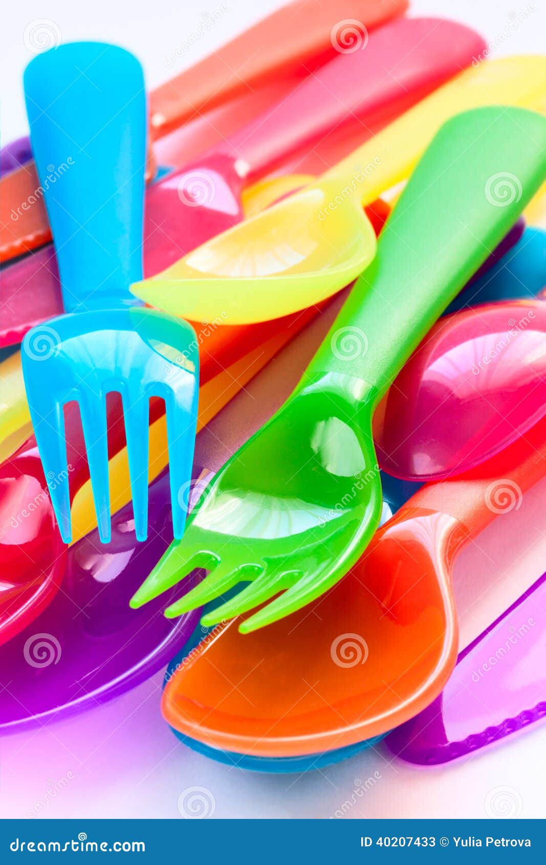 Kitchen Cutlery Made of Colored Plastic Stock Image - Image of picnic ...