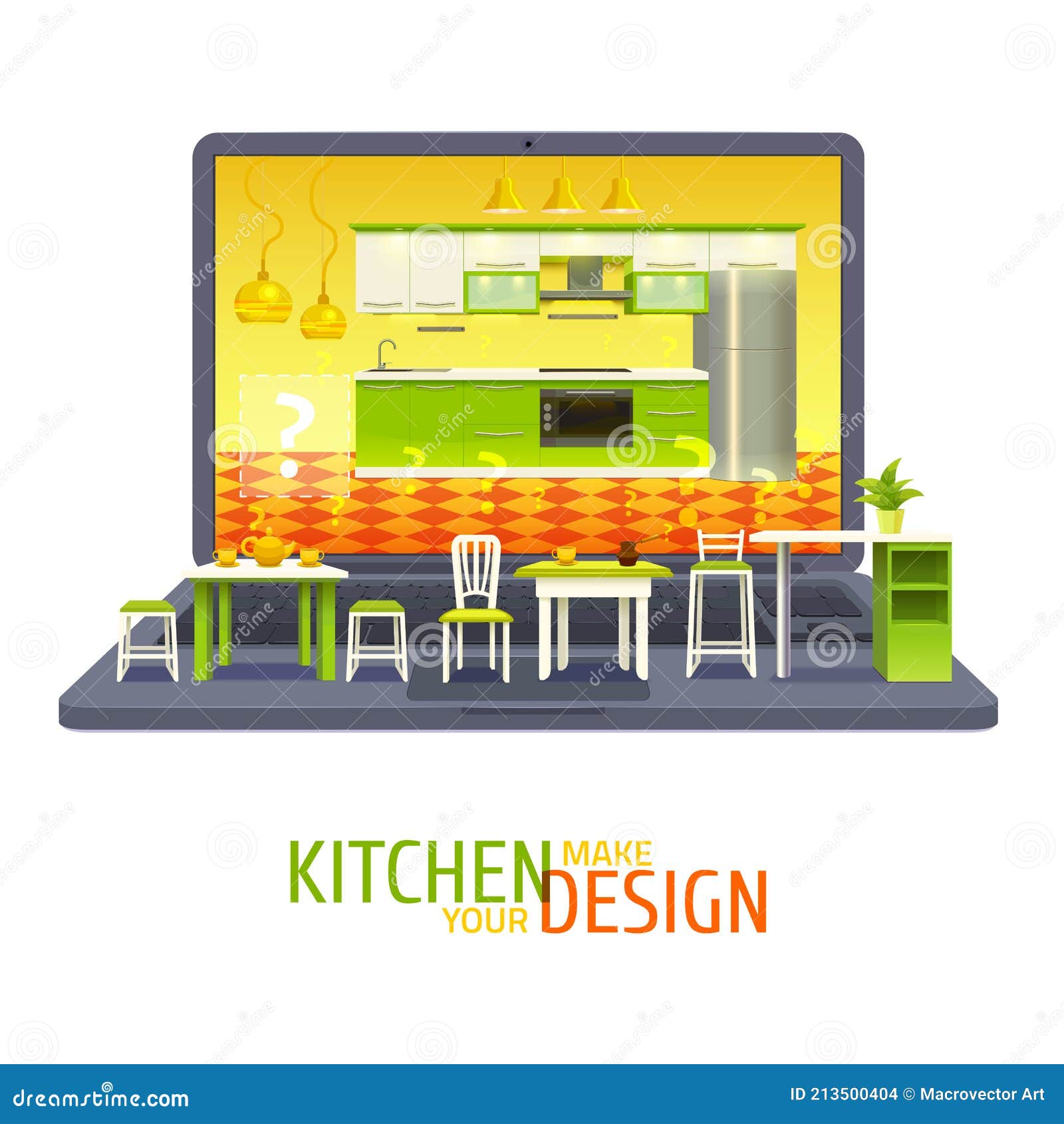 Kitchen Design Project Background Stock Vector - Illustration of ...