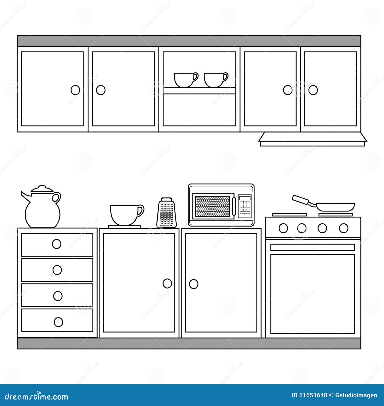 Kitchen Design, Vector Illustration. Stock Vector - Illustration of ...