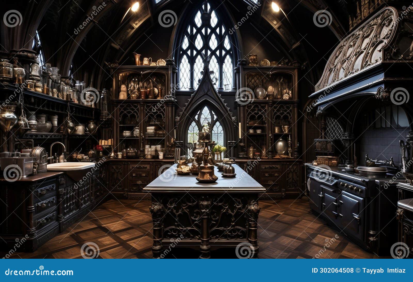 Kitchen Design: Victorian Gothic Style. Stock Illustration ...