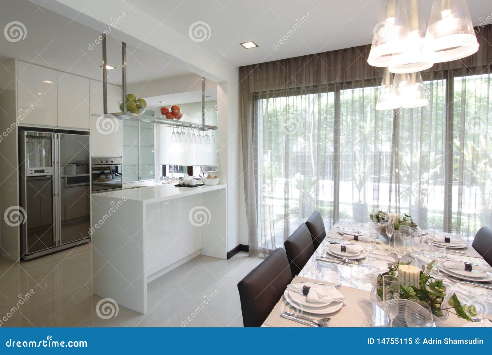 Kitchen and dining area stock image. Image of chairs - 14755115