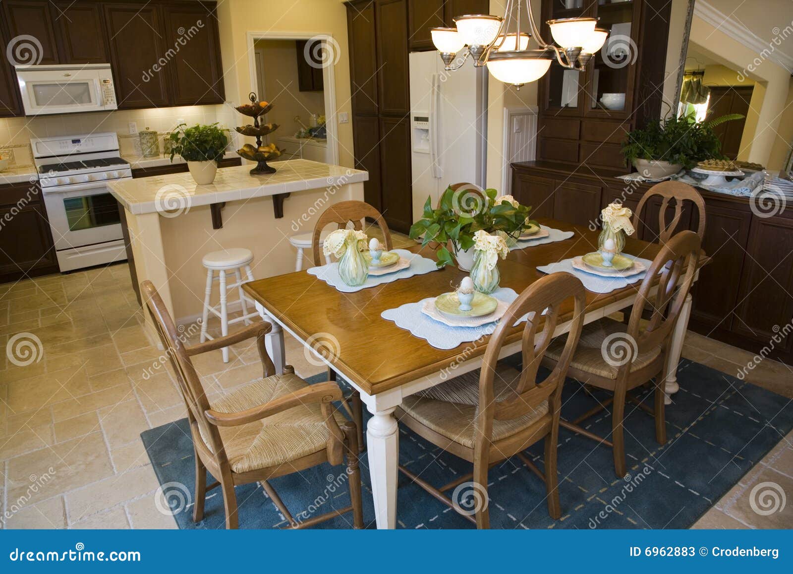 Kitchen and dining room. stock image. Image of mansion - 6962883