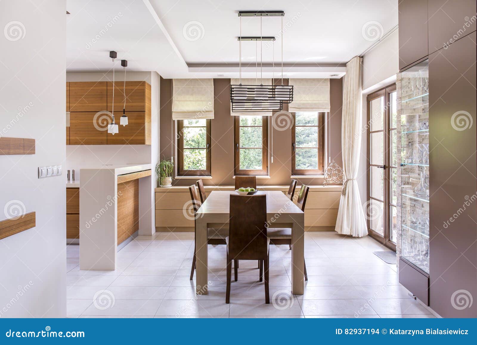 Kitchen and Dining Room Design Stock Photo - Image of chairs, apartment ...