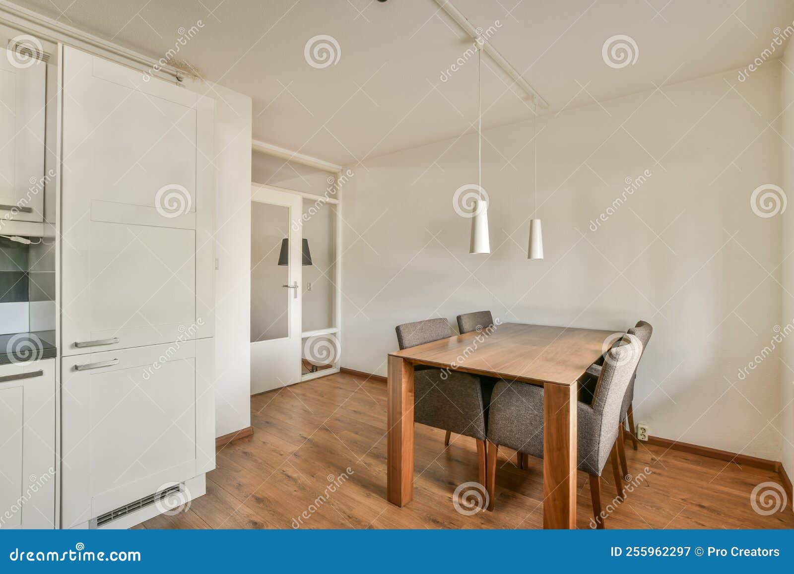 Kitchen and Dining Room Zone in Studio Apartment Stock Image - Image of ...