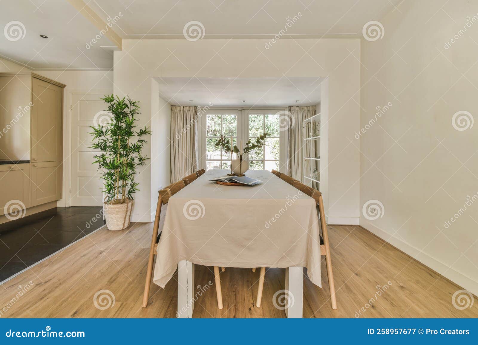 Kitchen and Dining Zone in Studio Apartment Stock Image - Image of ...