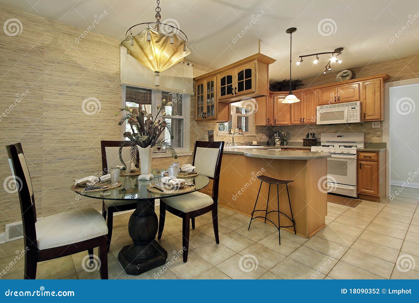 Kitchen with eating area stock photo. Image of granite - 18090352
