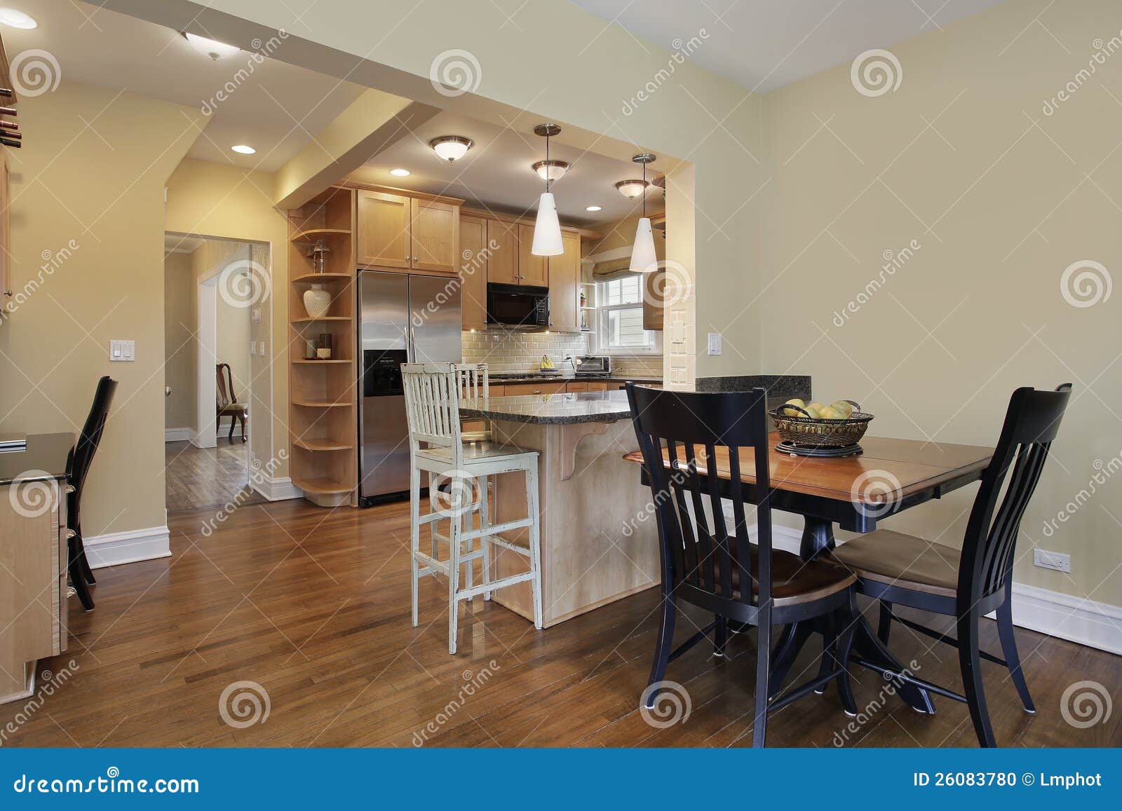 Kitchen with eating area stock photo. Image of fixtures - 26083780