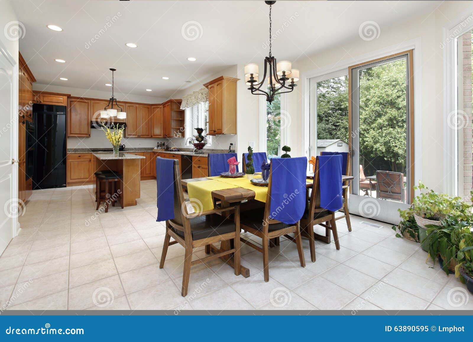 Kitchen with eating area stock image. Image of marble - 63890595
