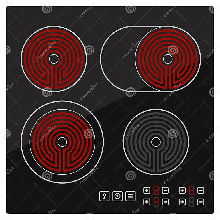 Kitchen Electric Hob with Ceramic Surface and Touch Control Panel Stock ...