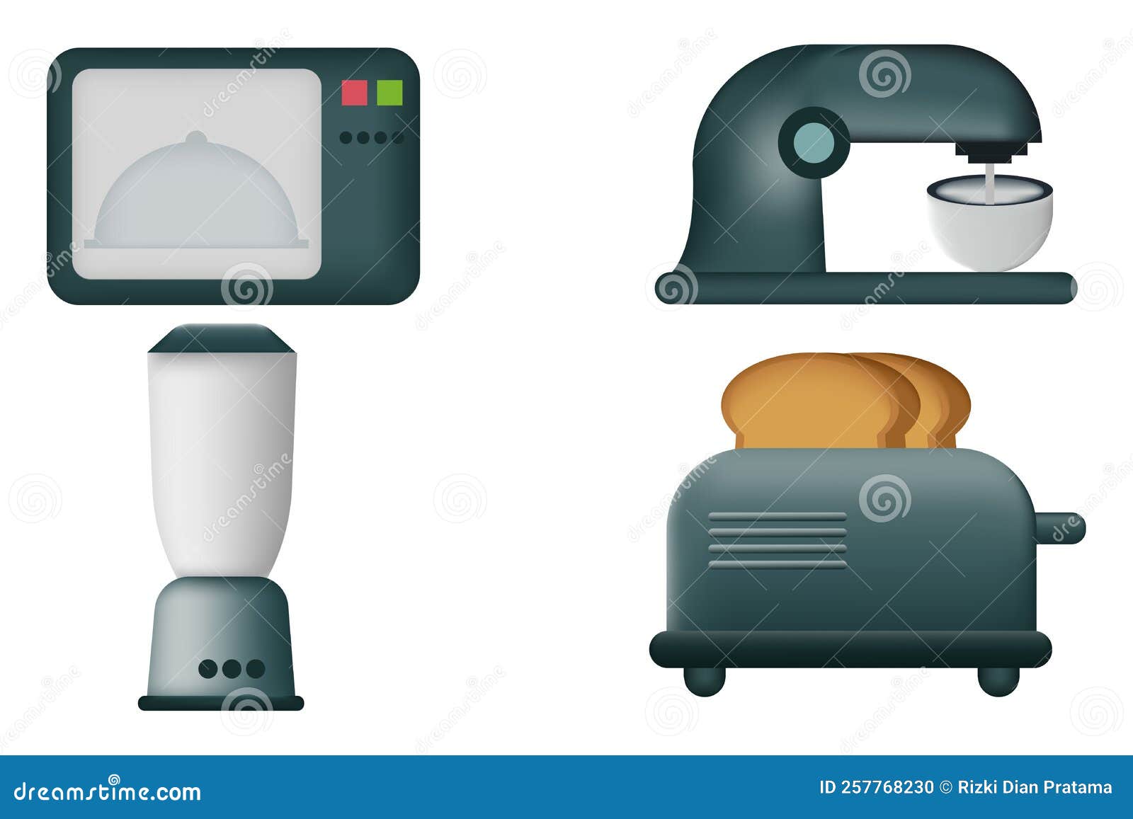 Kitchen Electronic Houseware Technics Posters Cartoon Vector ...