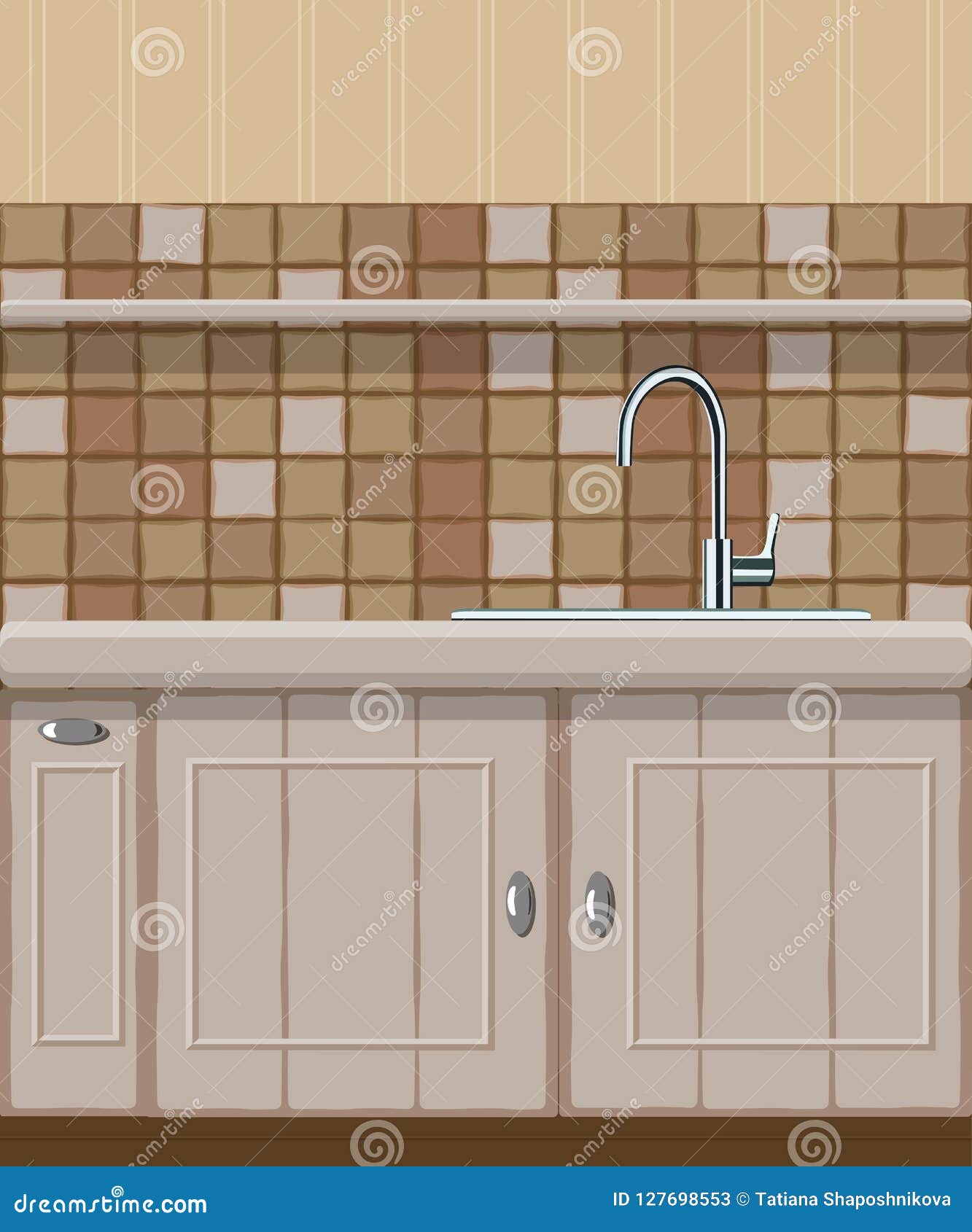 Kitchen element with sink stock vector. Illustration of food - 127698553