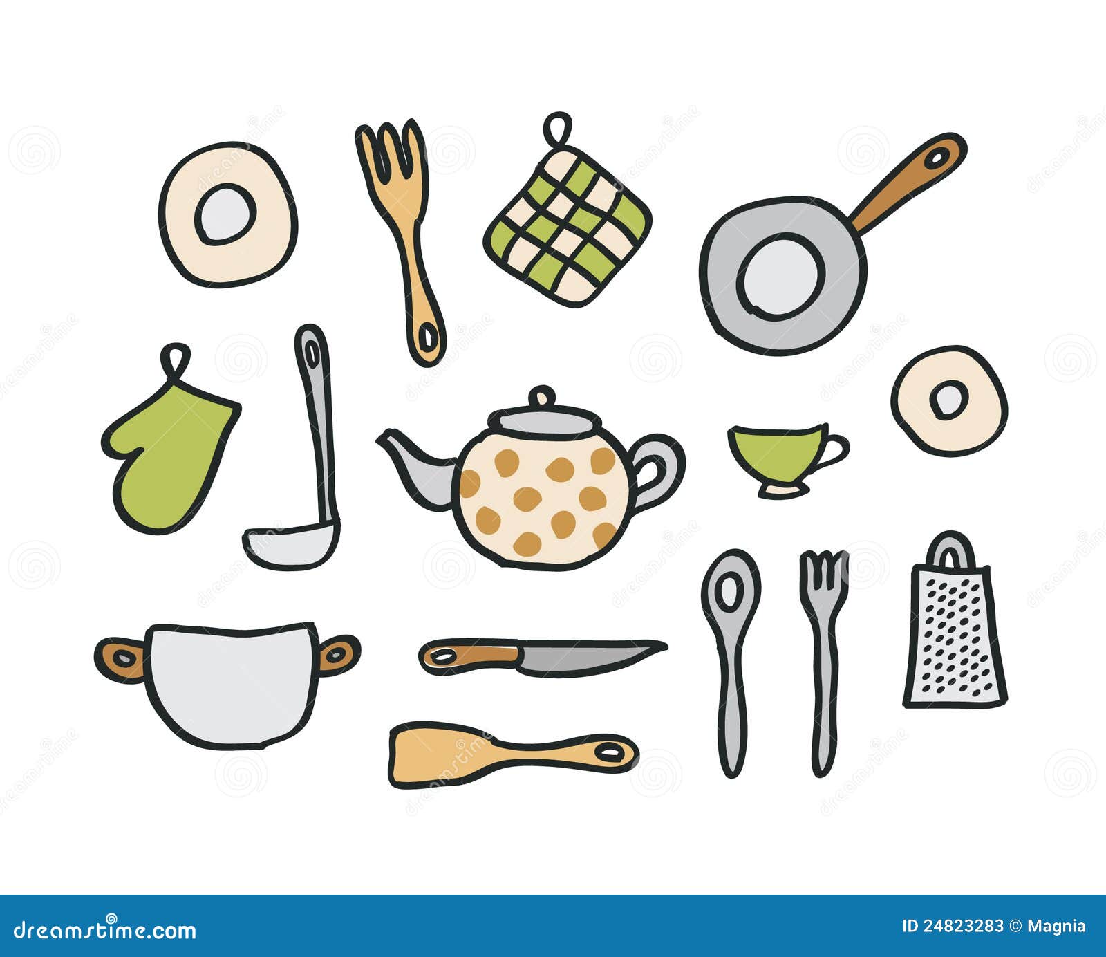 Kitchen elements stock vector. Illustration of teapot - 24823283