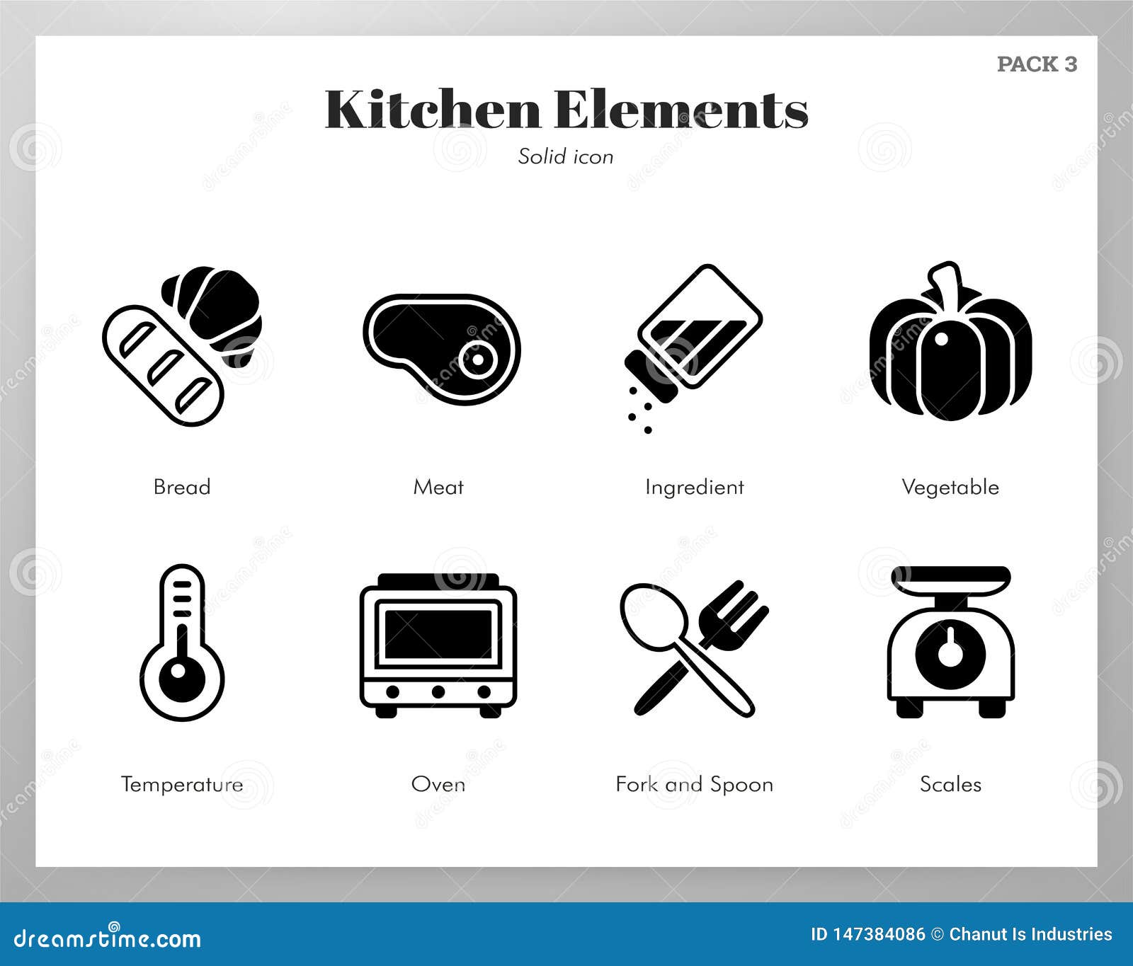 Kitchen Elements Solid Pack Stock Vector - Illustration of cooking ...