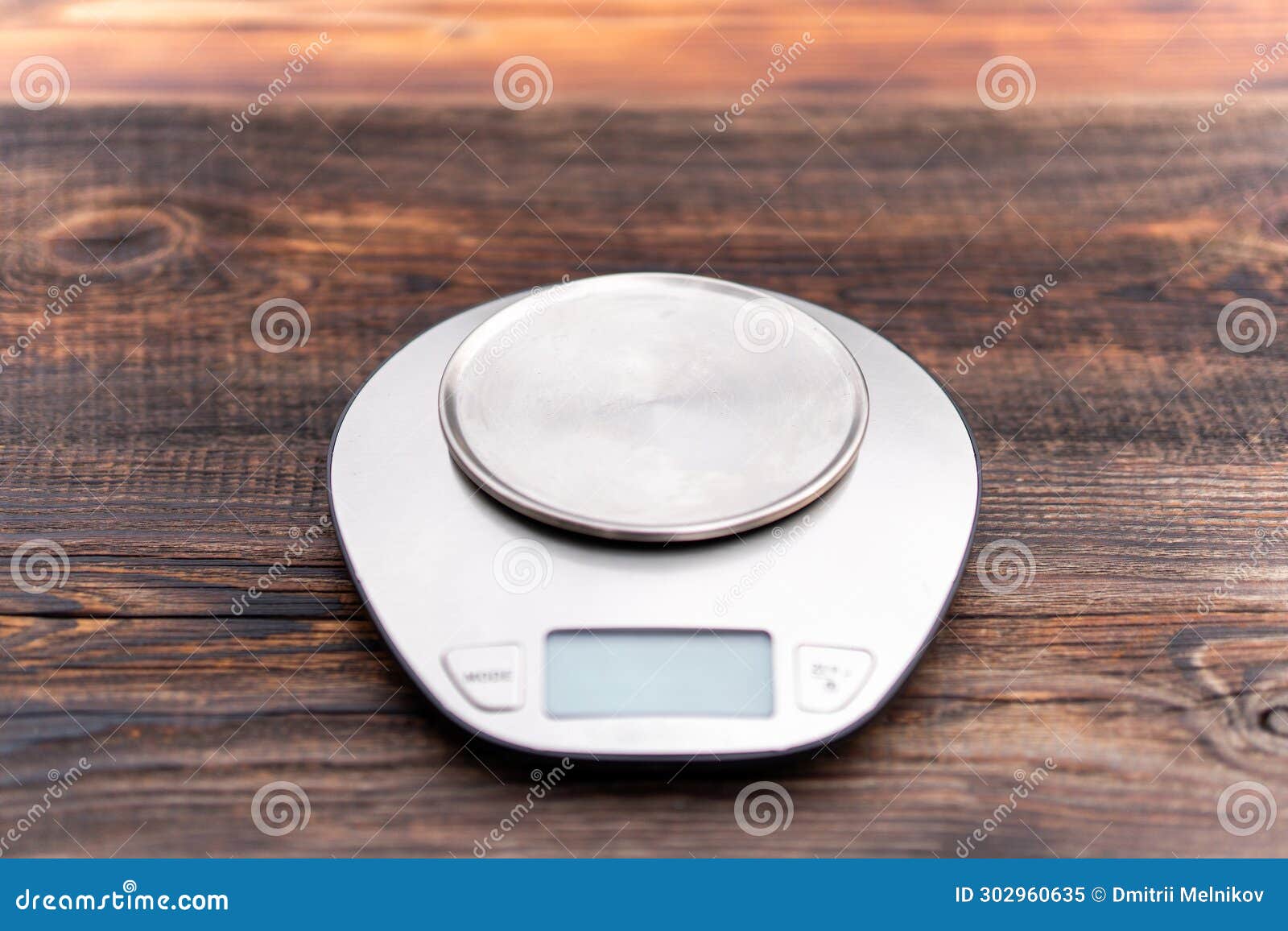 Kitchen Empty Scales on Brown Wooden Table Stock Image - Image of wood ...
