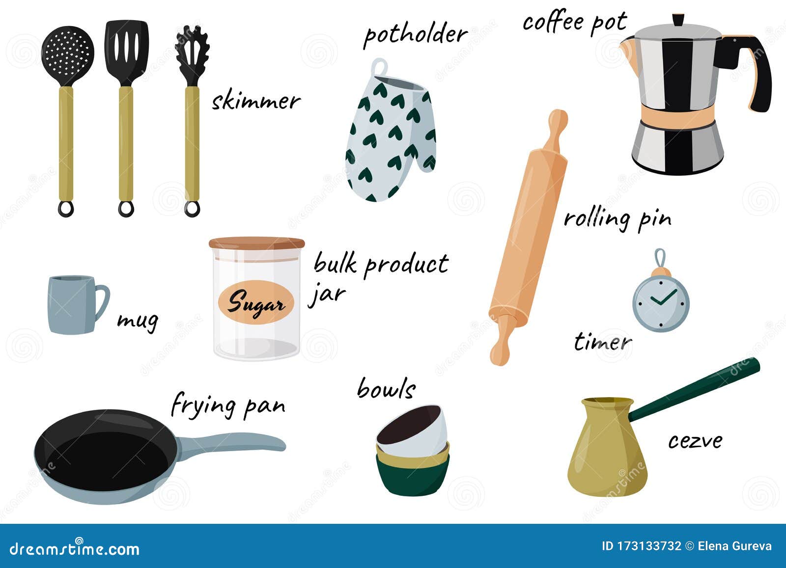 Kitchen Equipment Collection. Set of Vector Objects for Cooking Stock ...