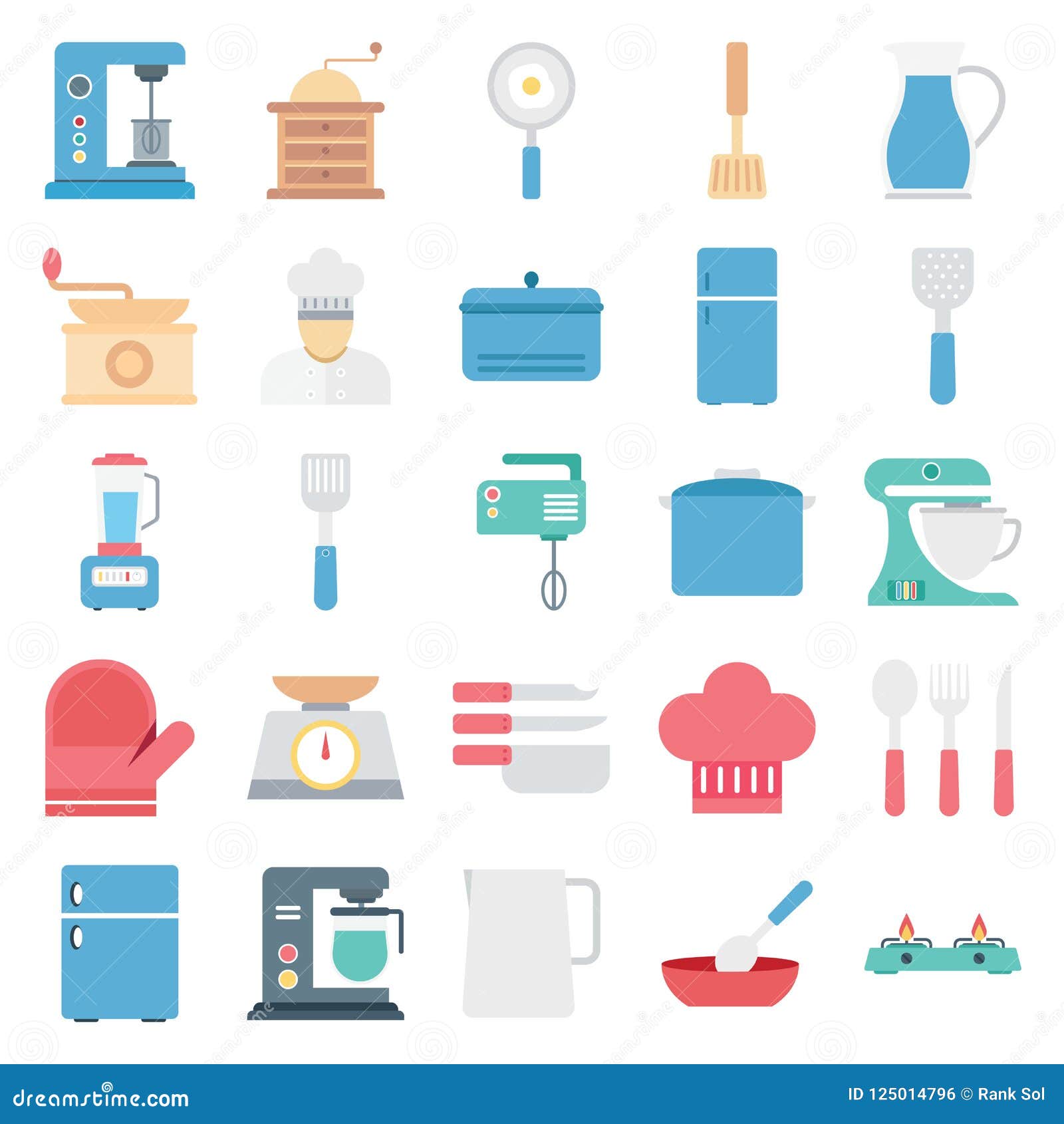Kitchen Equipment Color Isolated Vector Icons Stock Vector ...