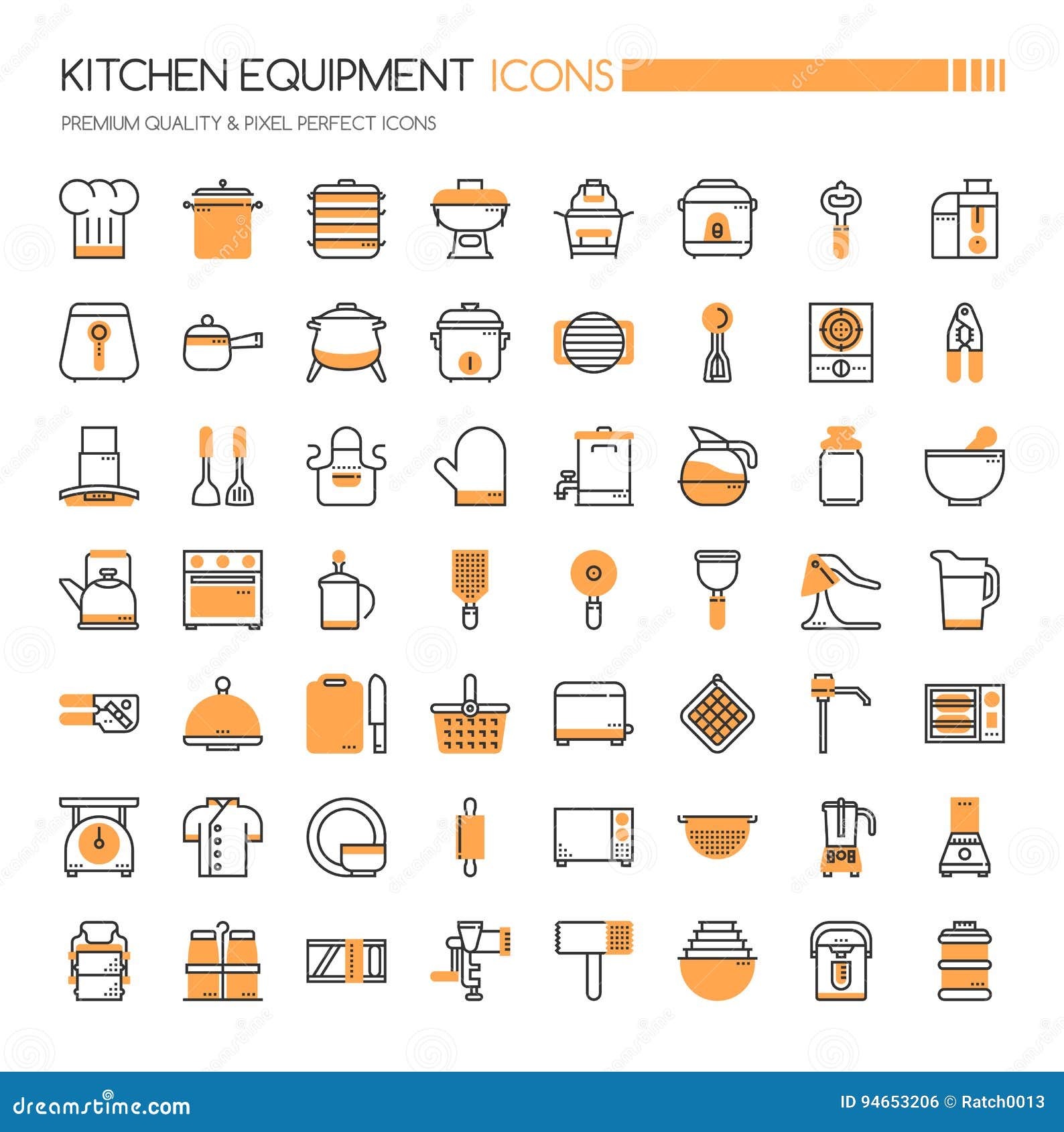Kitchen Equipment Icons stock vector. Illustration of food - 94653206