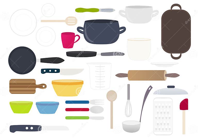 Kitchen Equipment Vector Collection Stock Vector - Illustration of ...