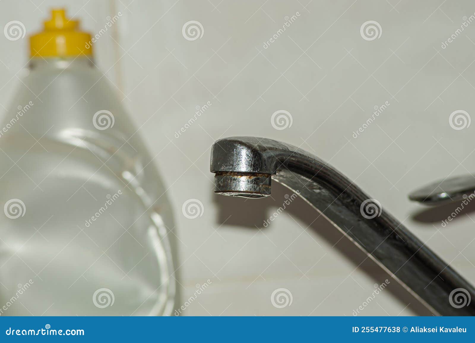 Kitchen Faucet with Drop, Faucet Tap Water Stock Photo - Image of macro ...
