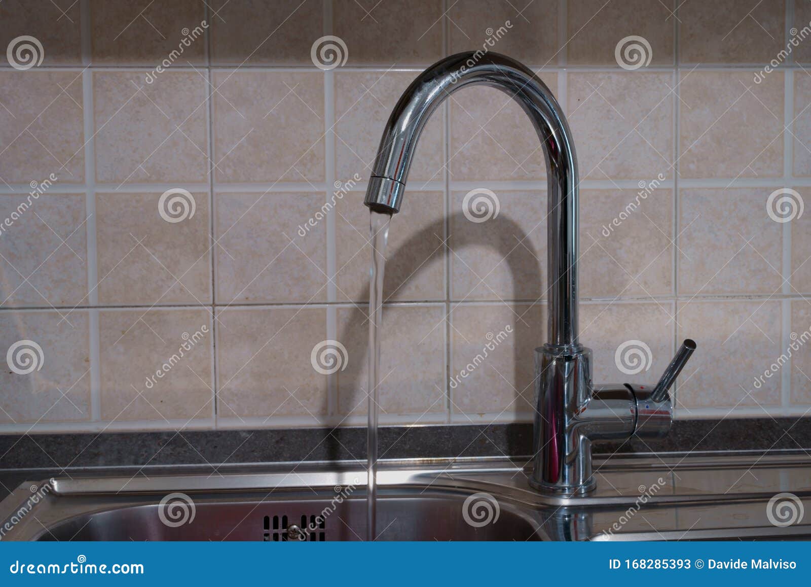 Tap with running water stock image. Image of faucet - 168285393