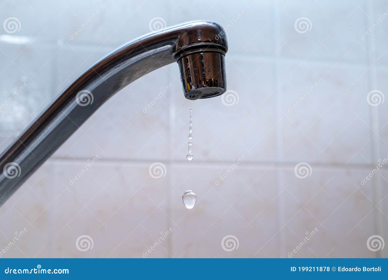 Tap with dripping drop stock photo. Image of concept - 199211878