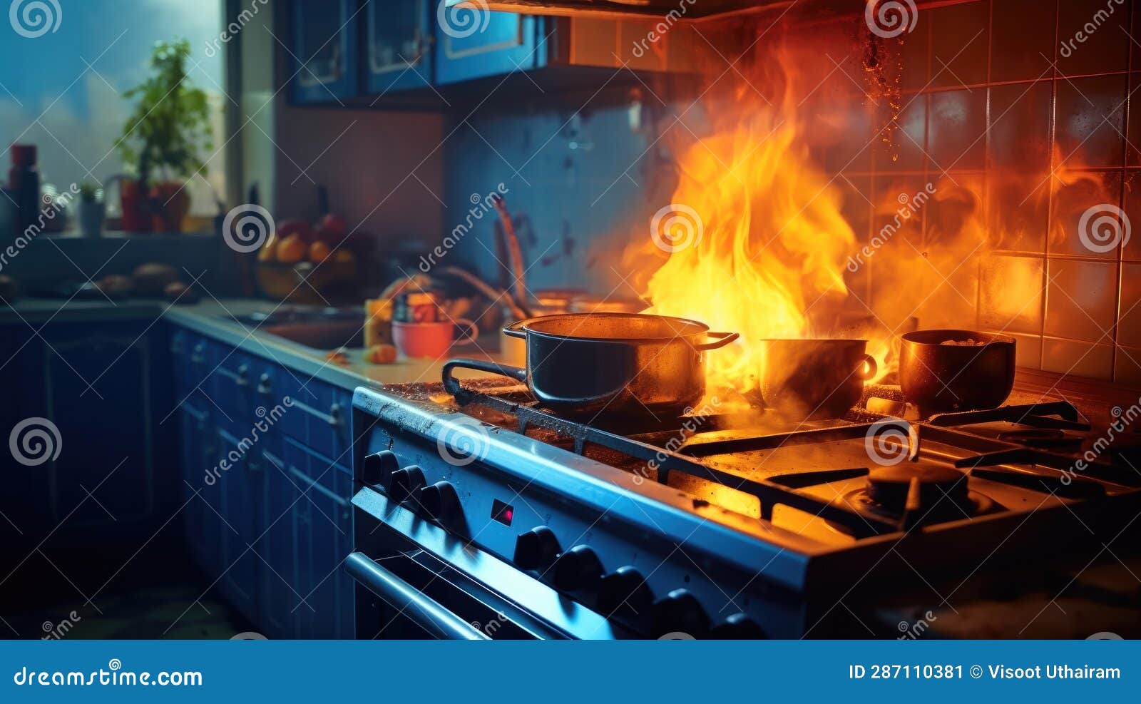 Kitchen Fire Accident, Stove Ignited in the Kitchen during Cooking ...