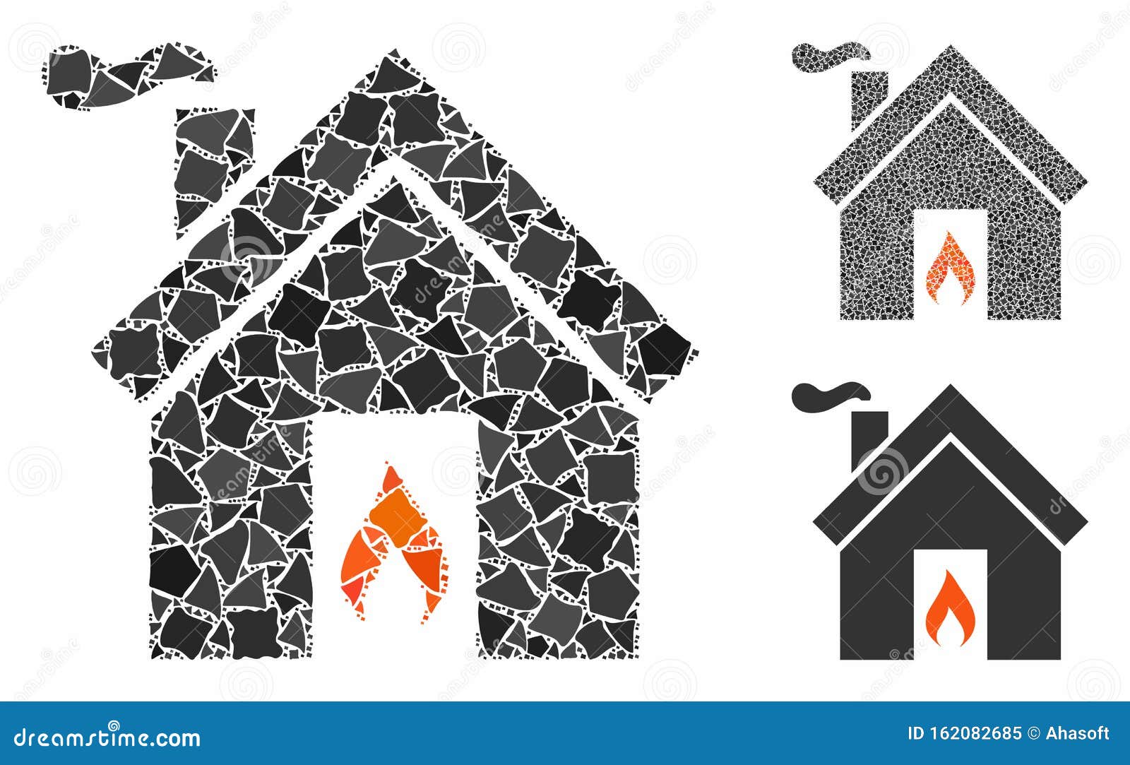 Kitchen Fire Mosaic Icon of Ragged Pieces Stock Illustration ...
