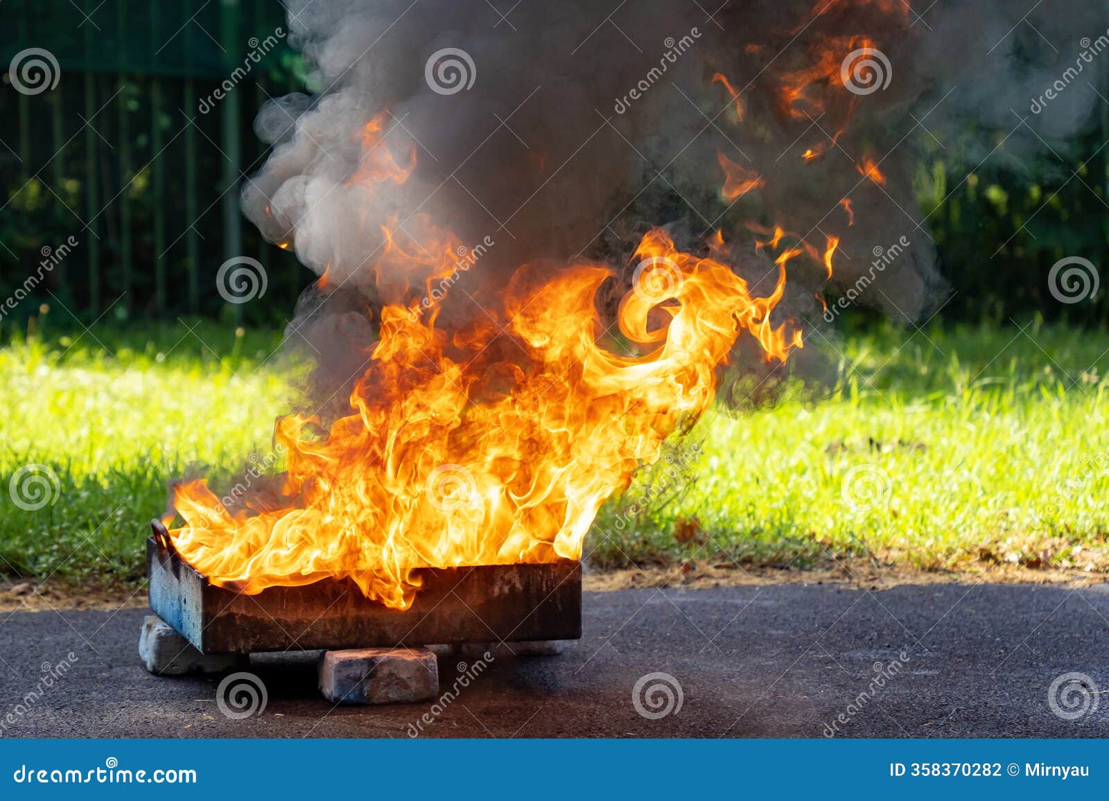 Demonstration of a Kitchen Fire at a Firefighting Demonstration Stock ...