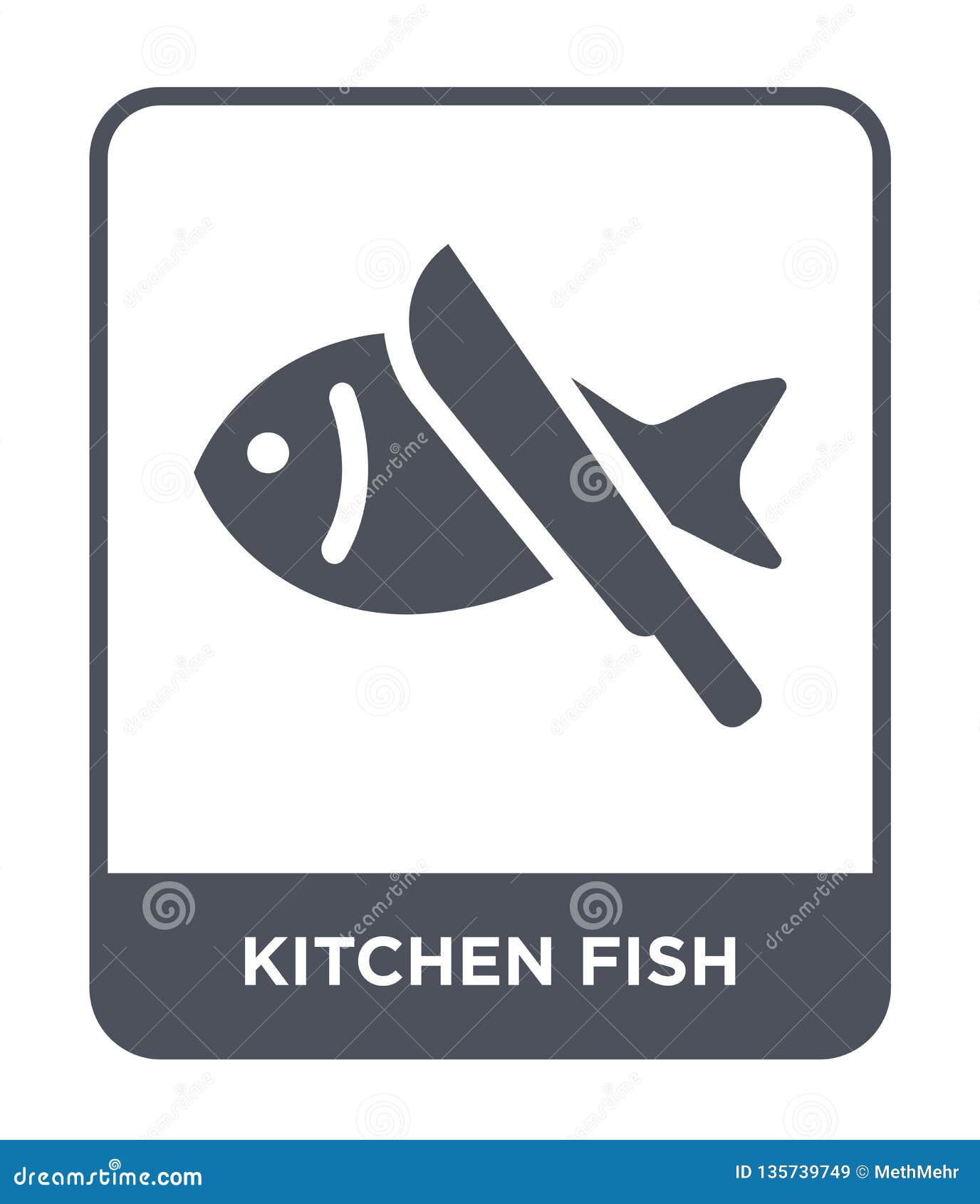Kitchen Fish Icon in Trendy Design Style. Kitchen Fish Icon Isolated on ...