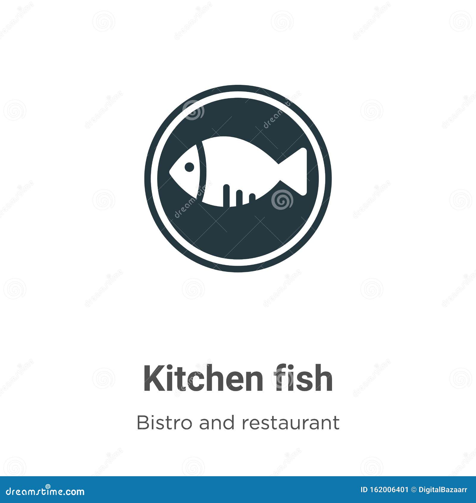 Kitchen Fish Vector Icon on White Background. Flat Vector Kitchen Fish ...