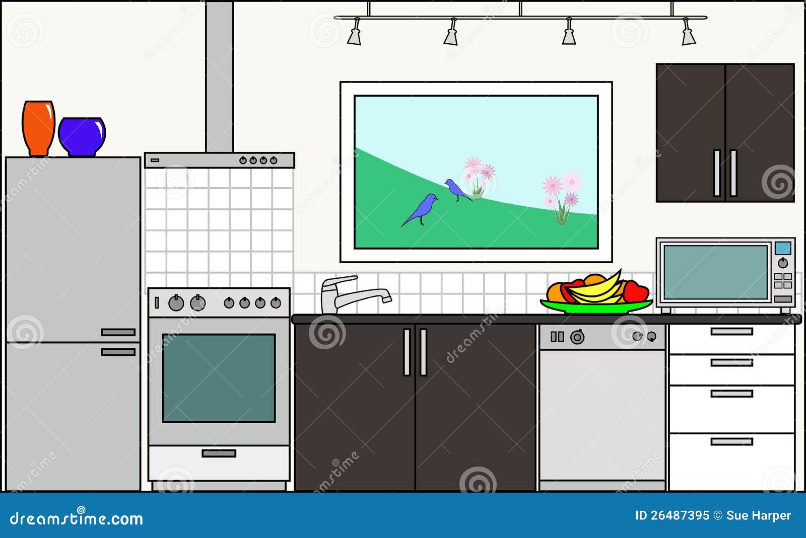 Kitchen with Fittings stock vector. Illustration of window - 26487395