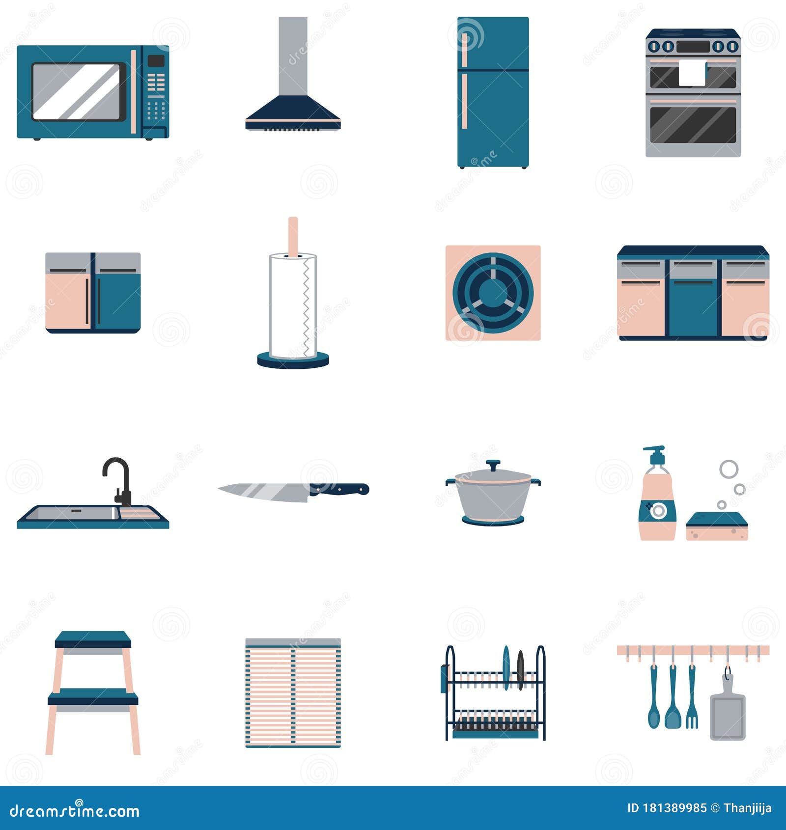 Kitchen flat icon set stock vector. Illustration of icon - 181389985