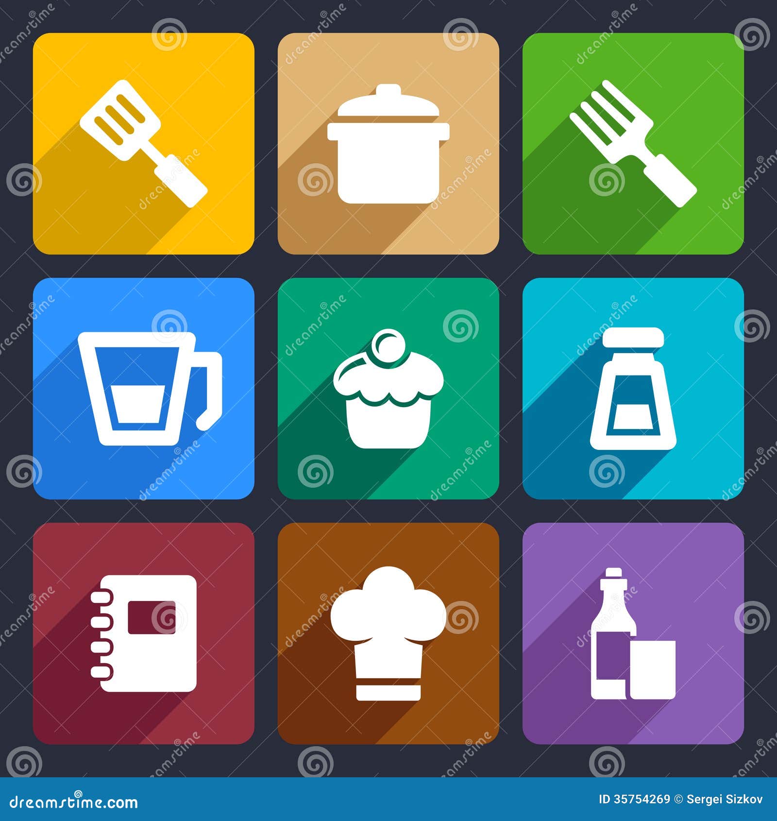 Kitchen flat icons set 24 stock vector. Illustration of icon - 35754269