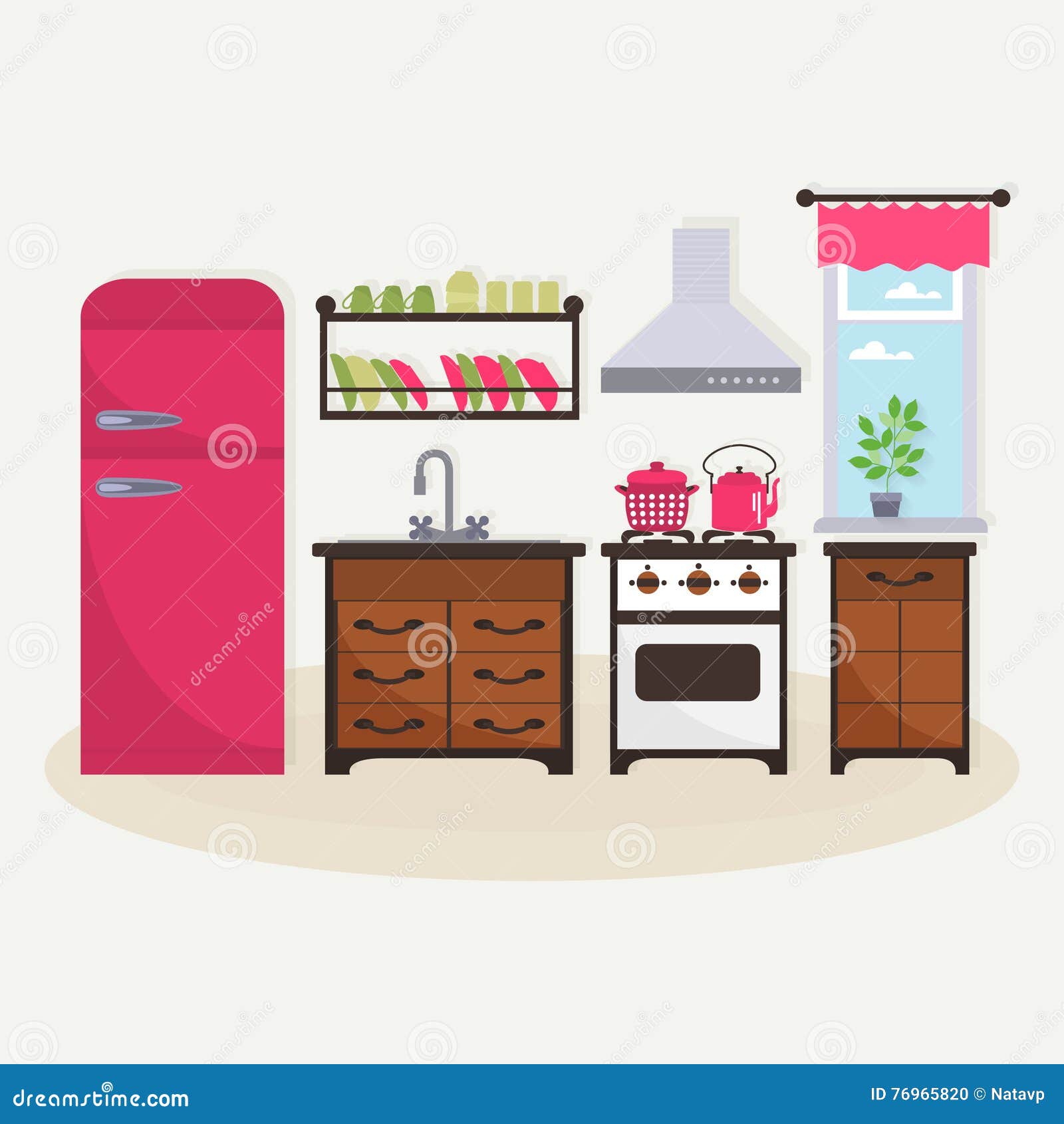 Kitchen flat style icon . stock vector. Illustration of inside - 76965820