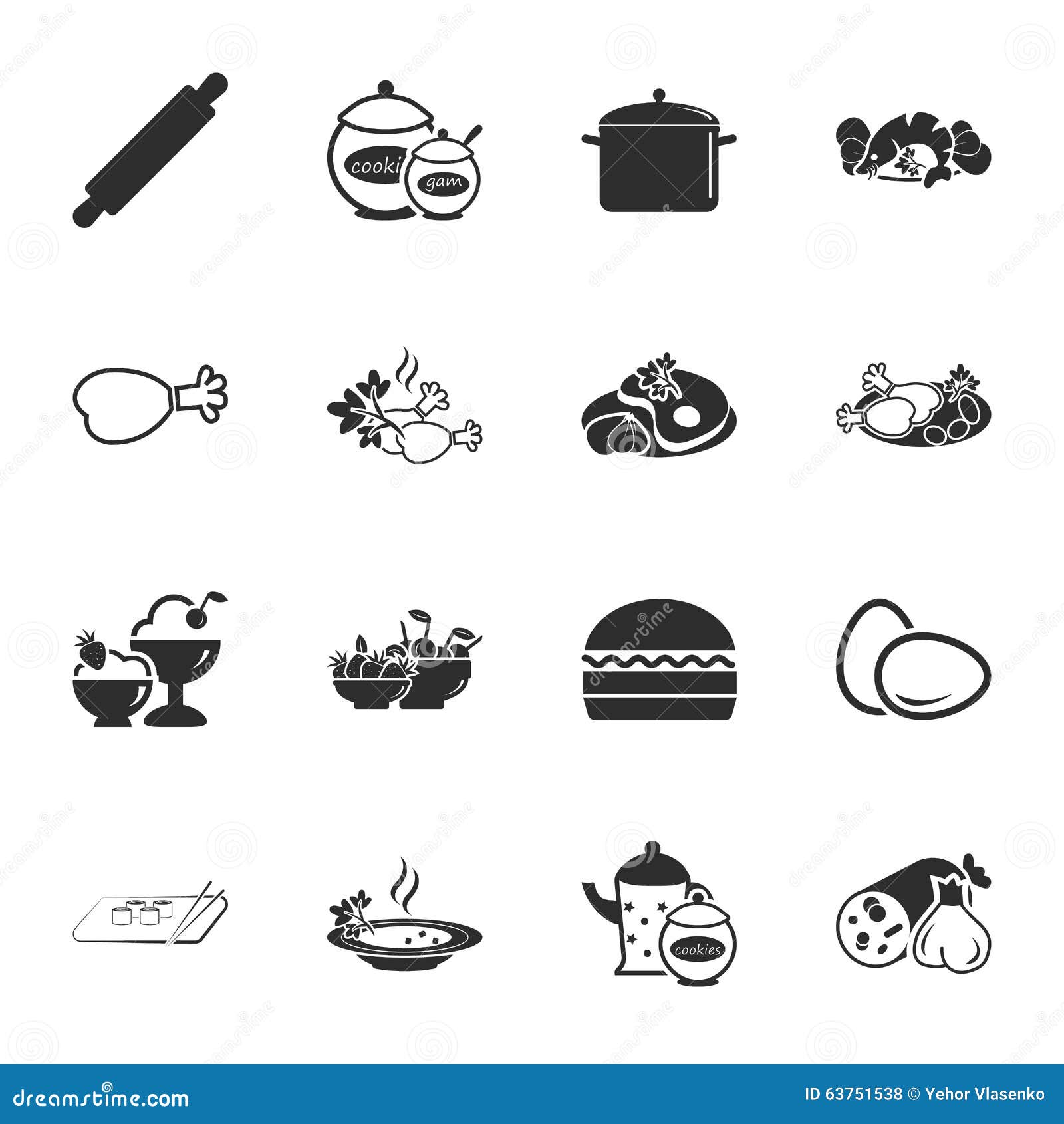 Kitchen, Food 16 Icons Universal Set for Web and Mobile Stock Vector ...