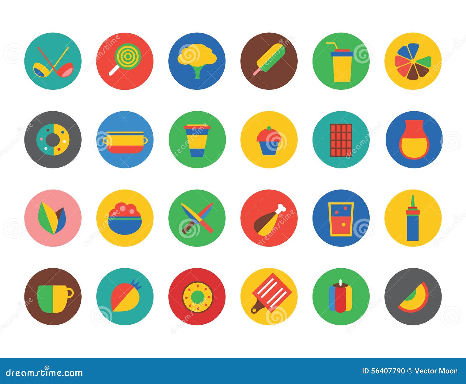 Kitchen Food Icons Vector Set. Fruit, Dinner or Stock Vector ...