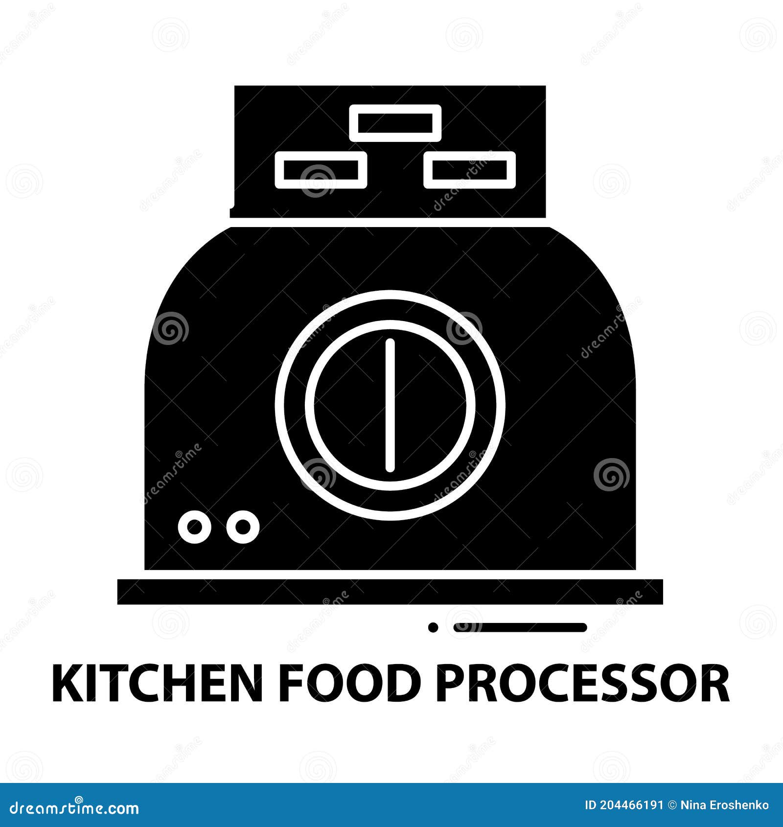 Kitchen Food Processor Icon, Black Vector Sign with Editable Strokes ...