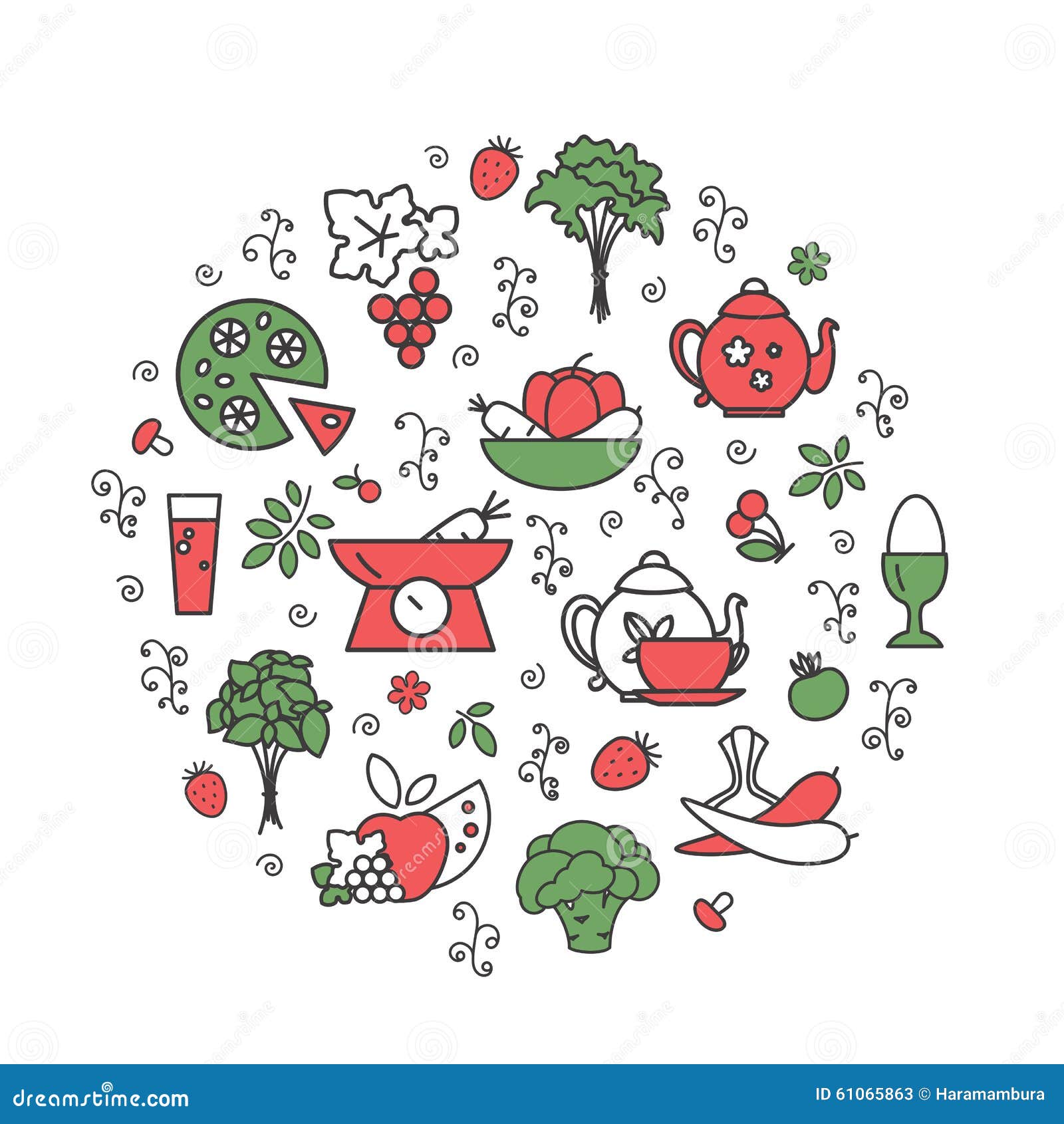 Kitchen, food stock vector. Illustration of natural, breakfast - 61065863